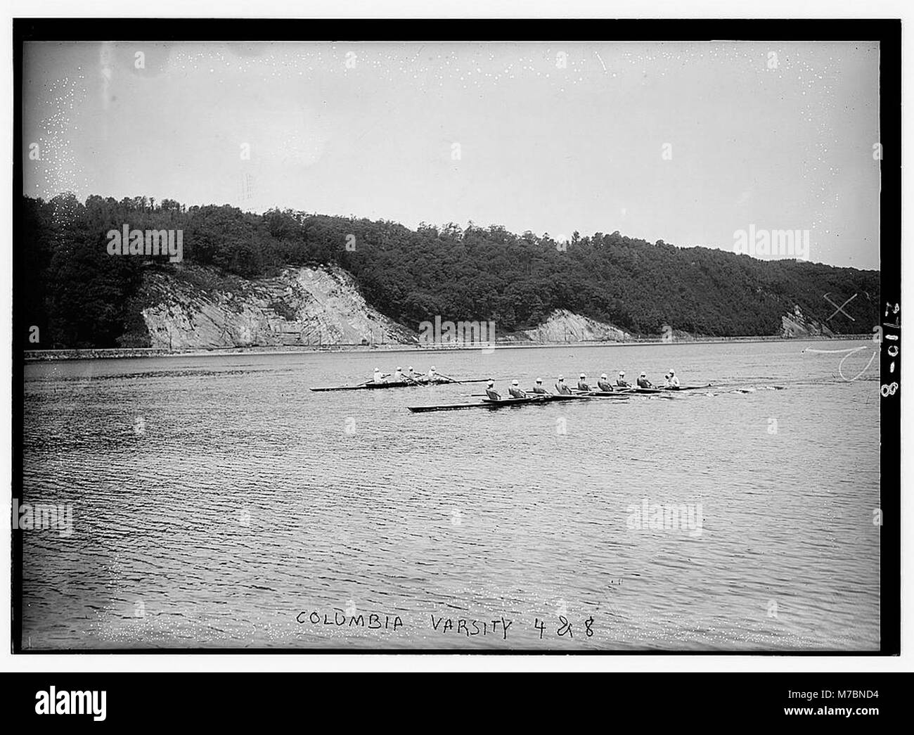 The Columbia Varsity 4 & 8 rowing teams are shown in action. The teams ...