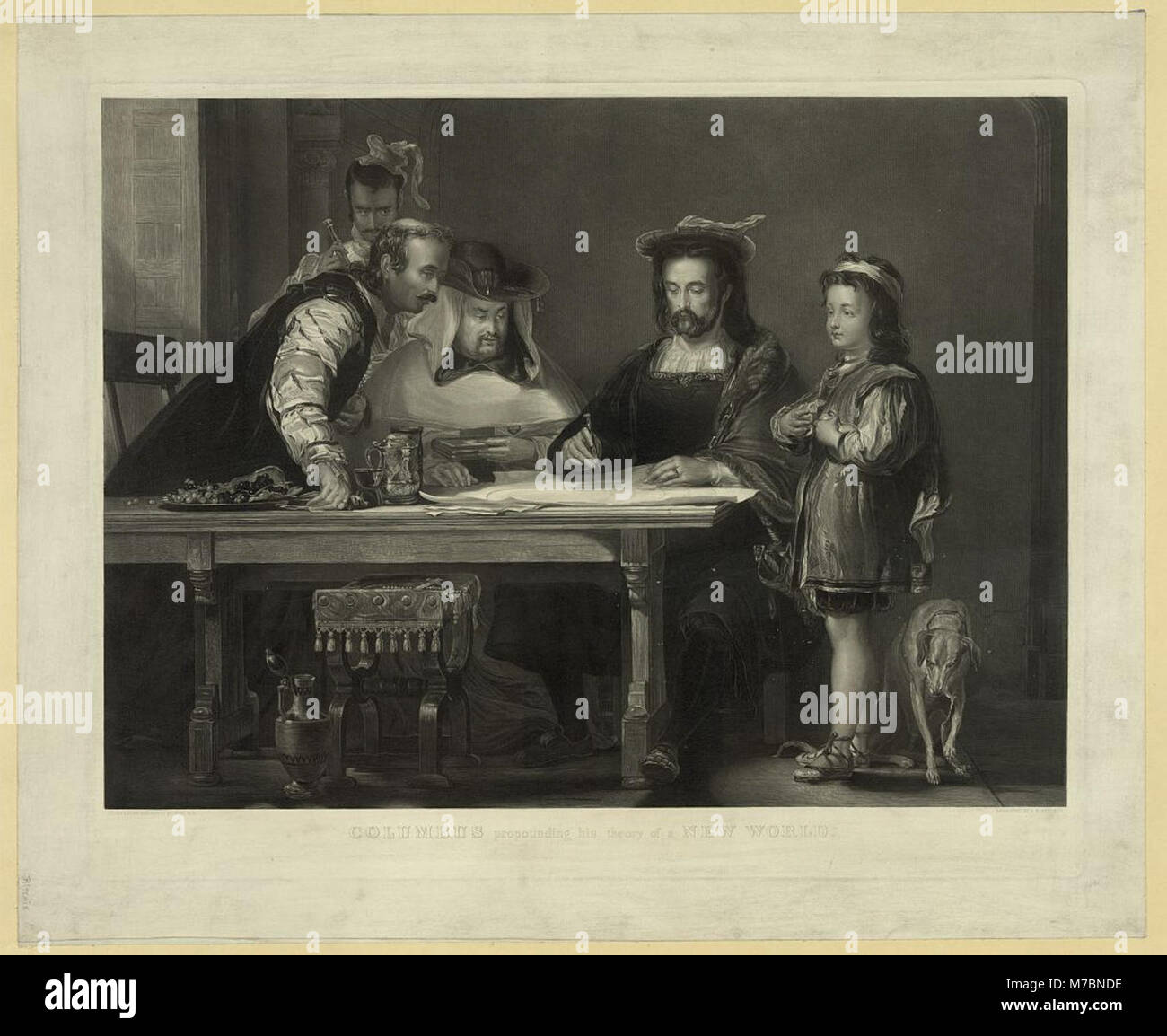 An image illustrating Christopher Columbus presenting his theory about ...