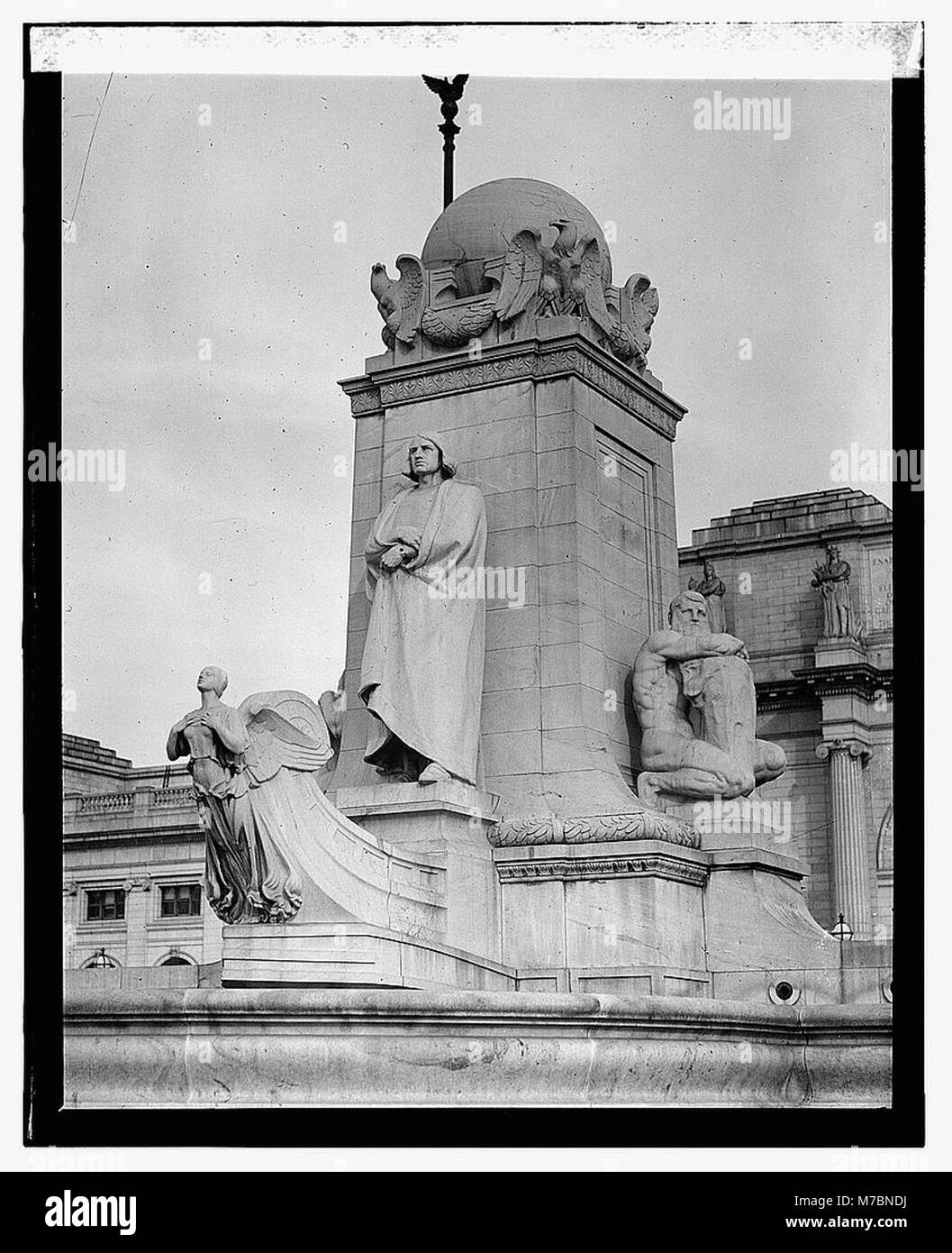 Photograph of a Columbus statue, symbolizing the historical legacy and ...