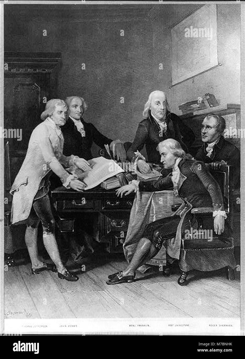 A historical image of the Committee of Congress drafting the ...
