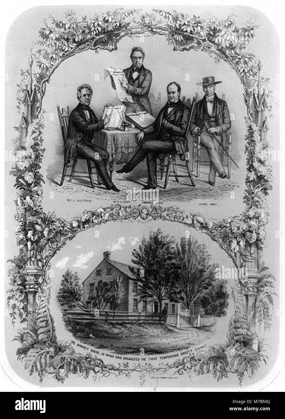 A composite image of two illustrations: one showing religious and ...