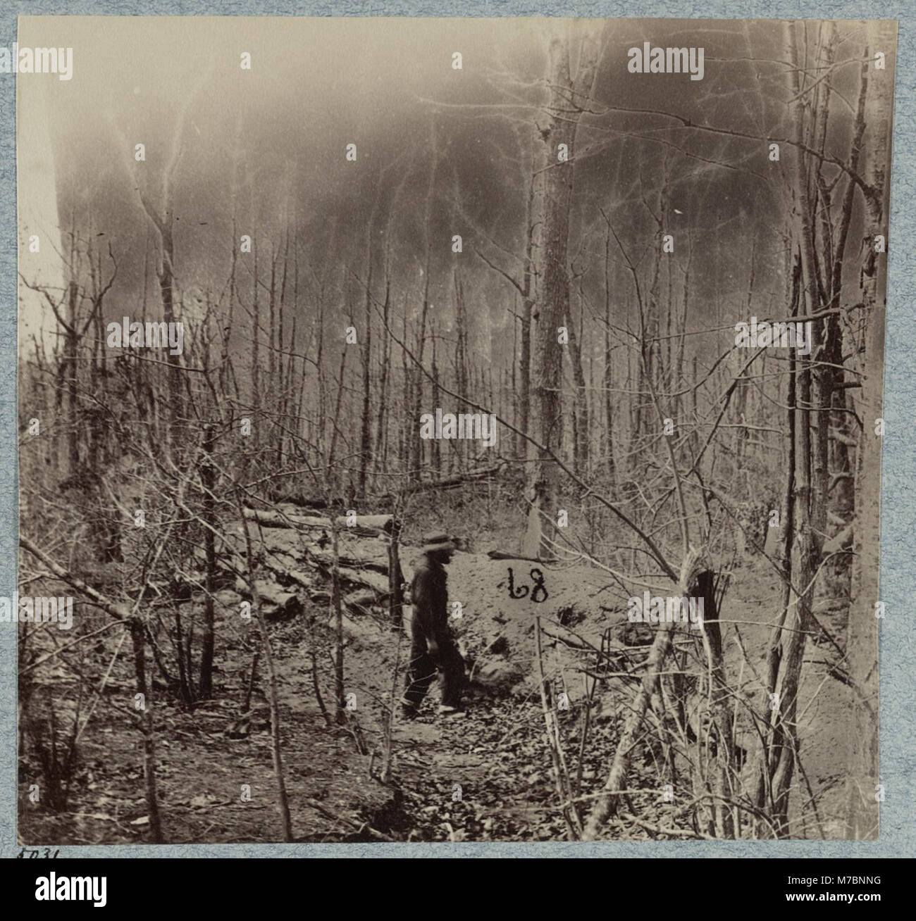 This photograph depicts Confederate entrenchments along Orange Plank ...