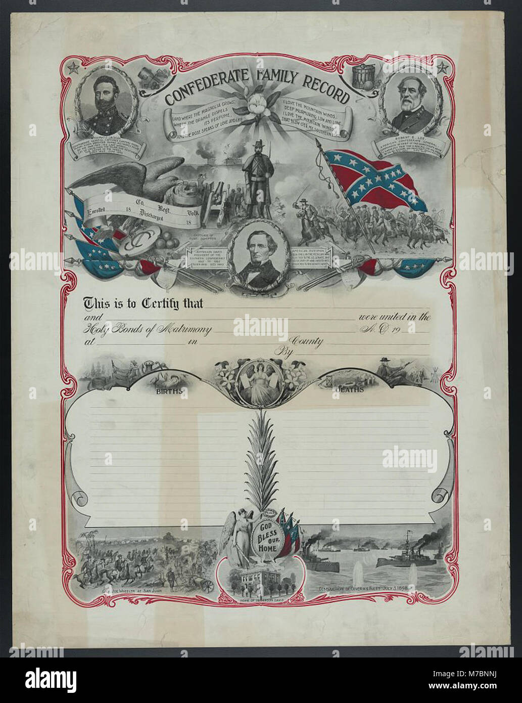 The Confederate family record is a historical document detailing the ...