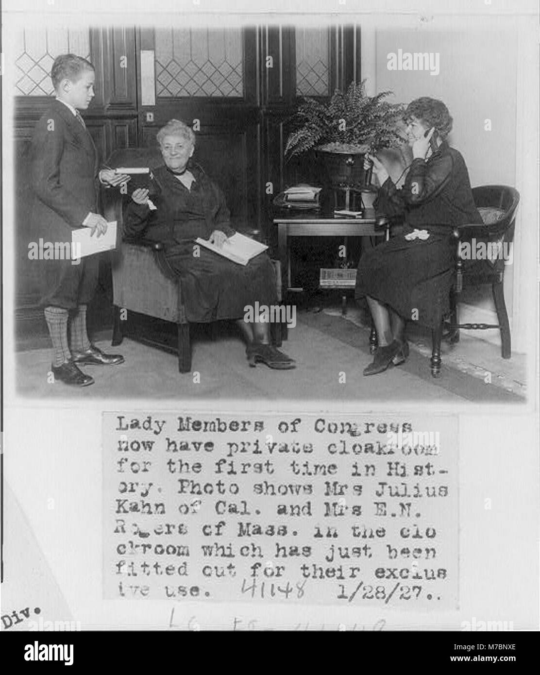 A historic photograph of U.S. Congresswomen Mrs. Julius Kahn from ...