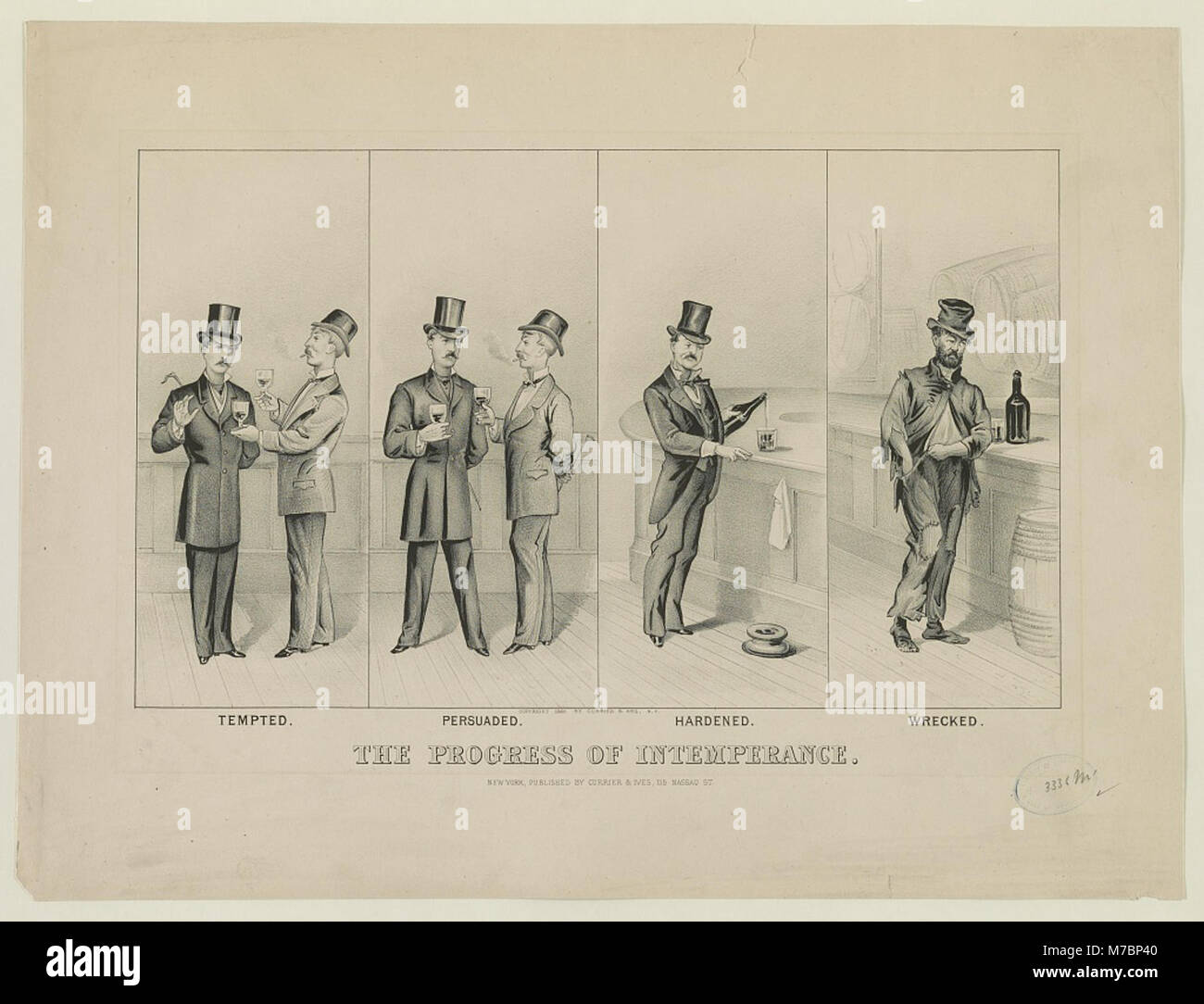 A powerful illustration depicting the stages of intemperance, showing ...