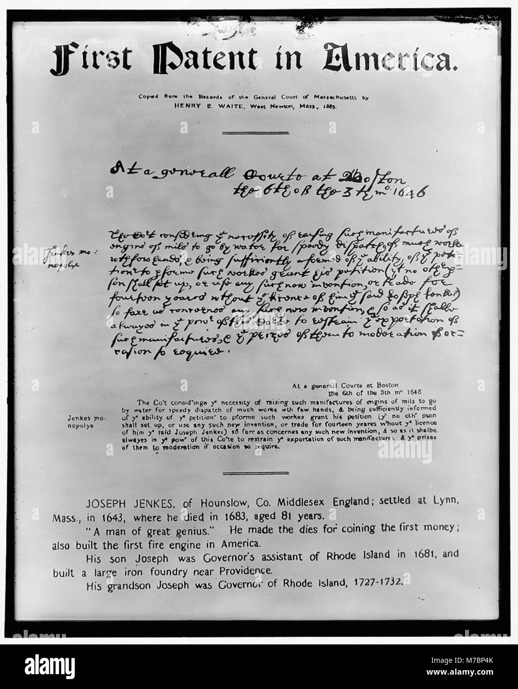 A copy of the first patent ever issued, marking a significant milestone ...