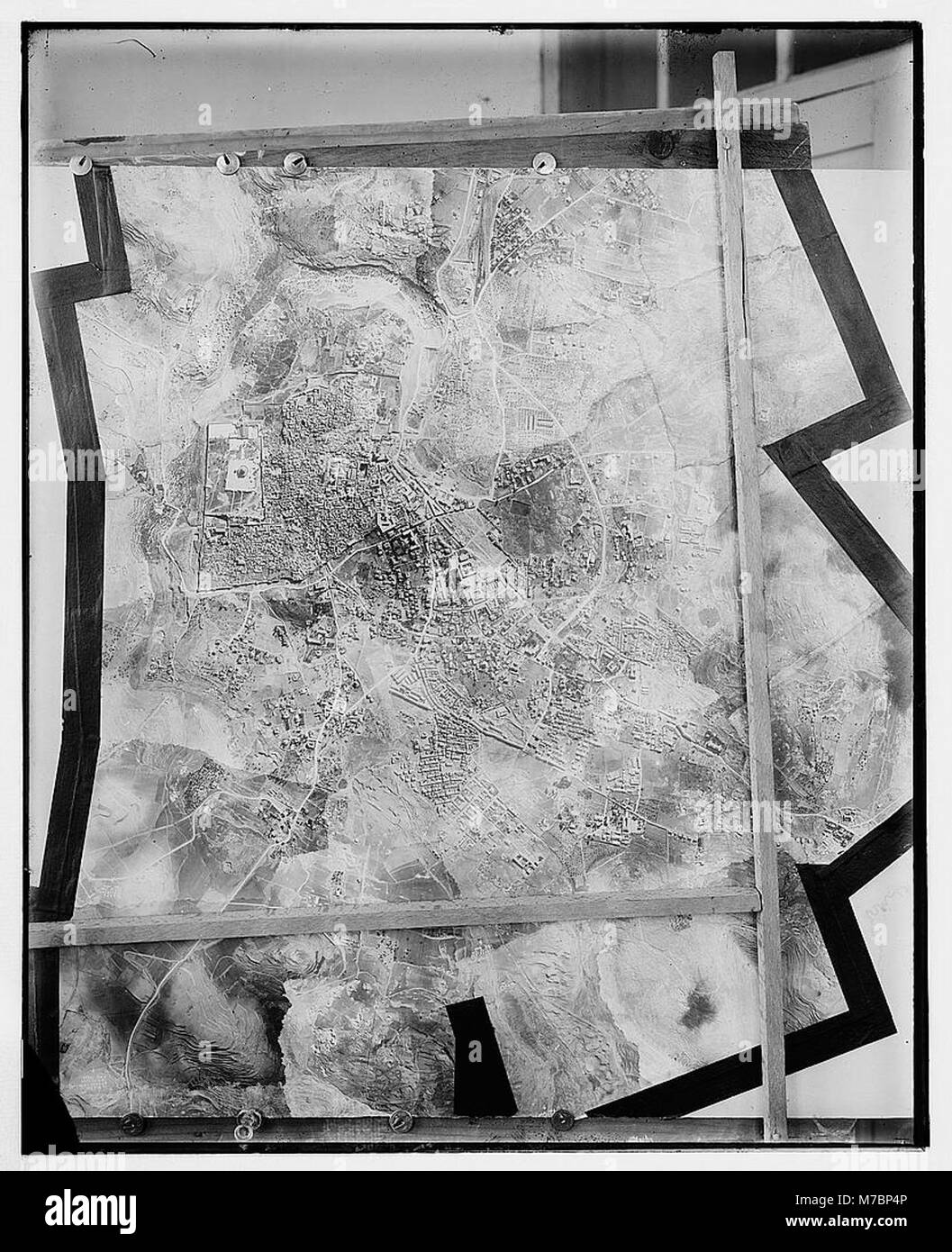 This relief map showcases the geographical layout of Jerusalem and its ...