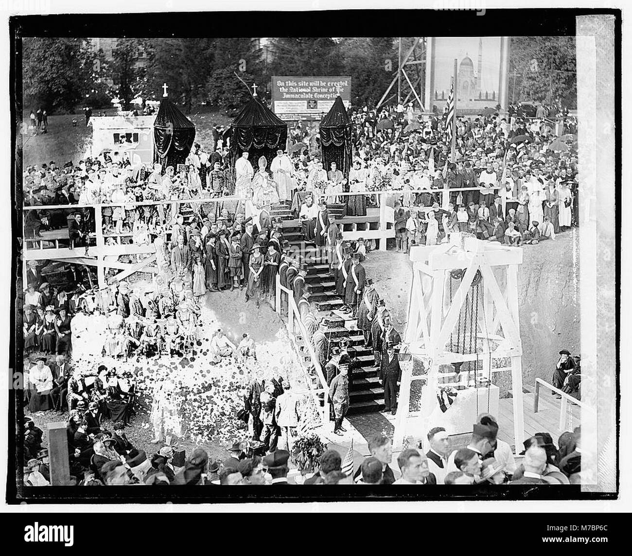 A historic image of the cornerstone being laid for the Shrine of the ...