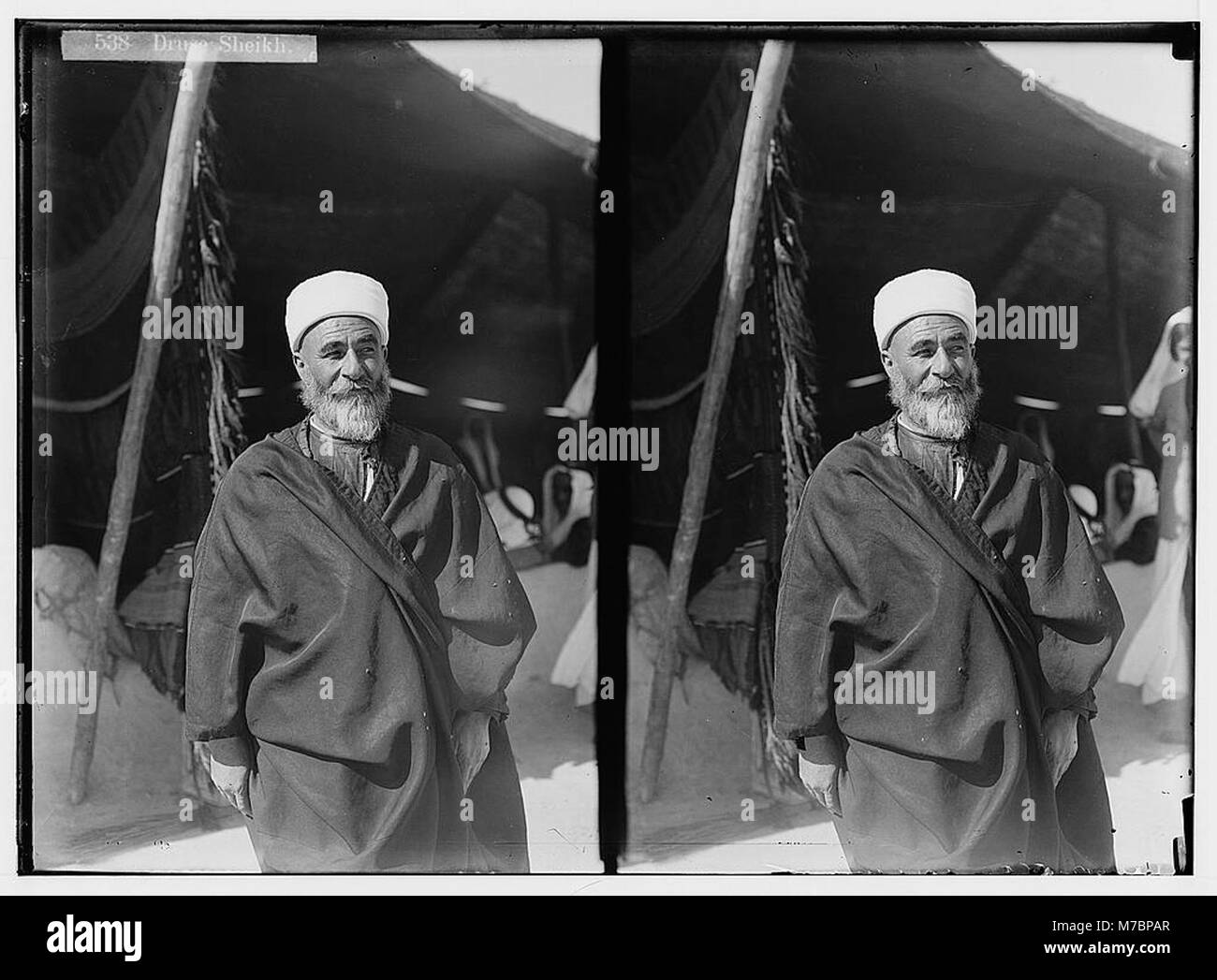 This image shows a Druse (Druze) sheikh, dressed in traditional ...