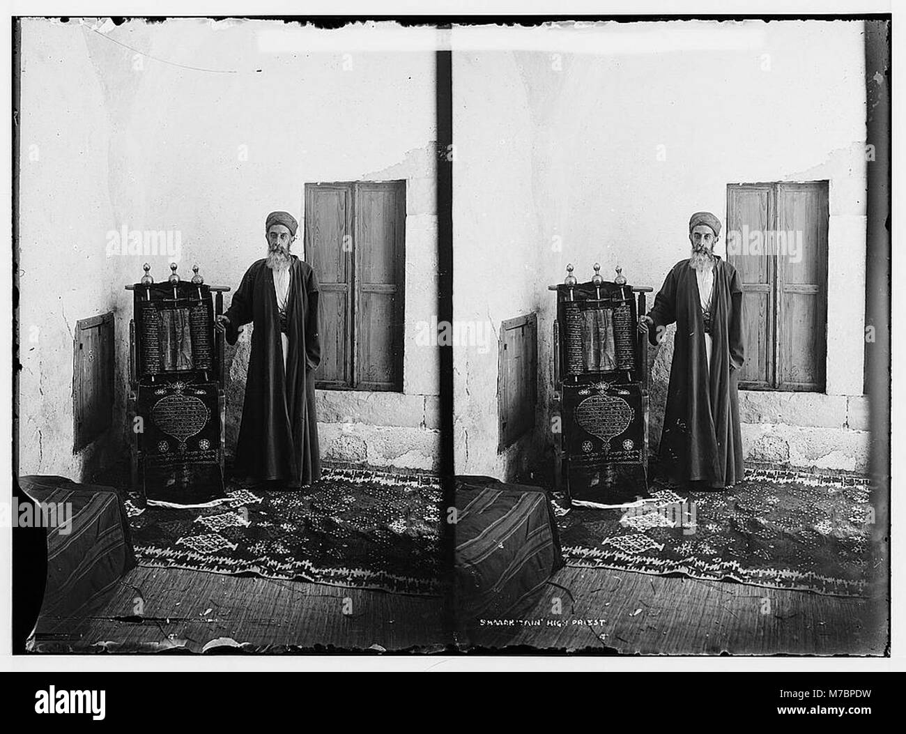 The image features the Samaritan high priest in traditional attire ...