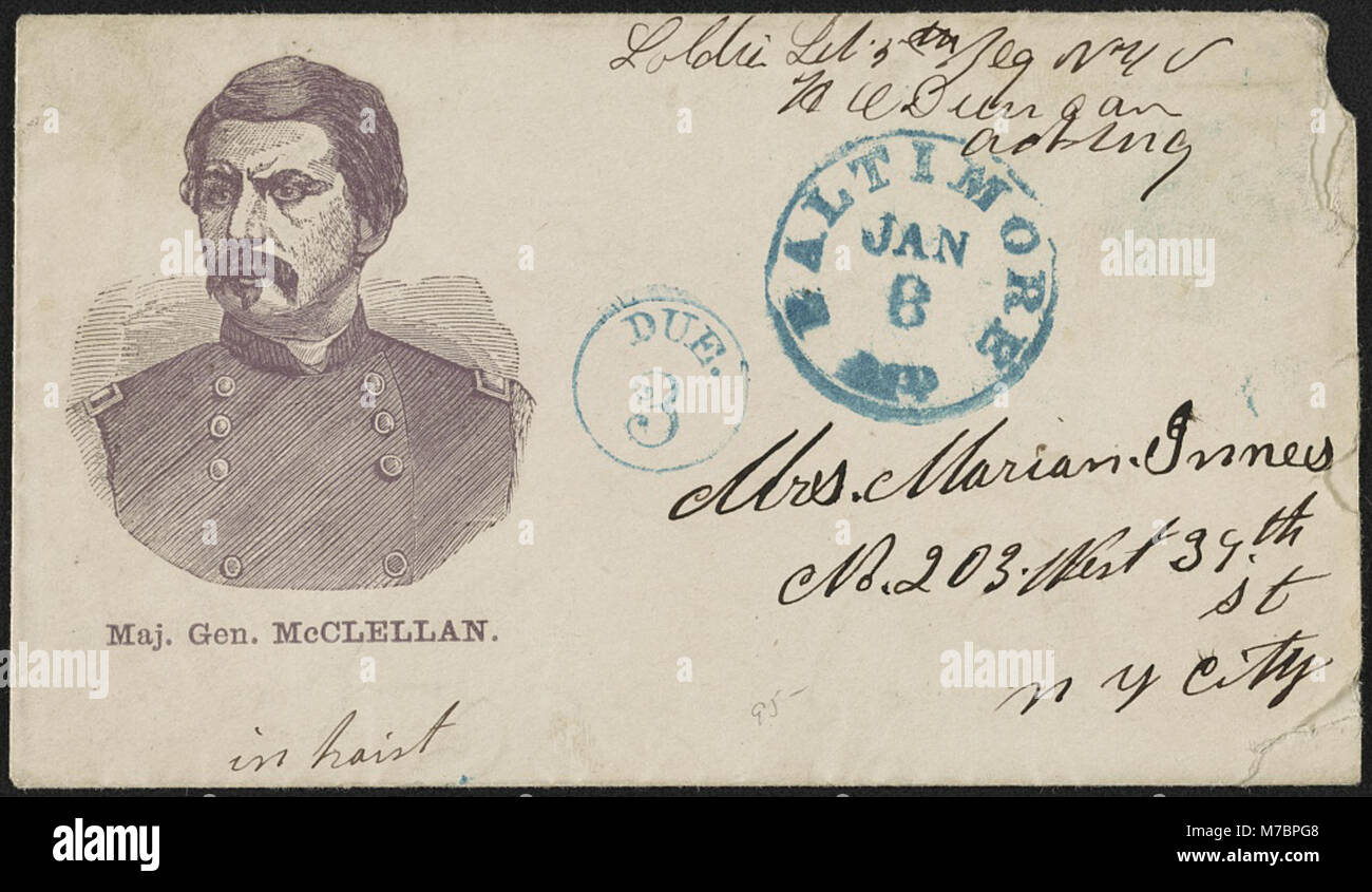 A Civil War-era envelope featuring a portrait of Major General George B ...