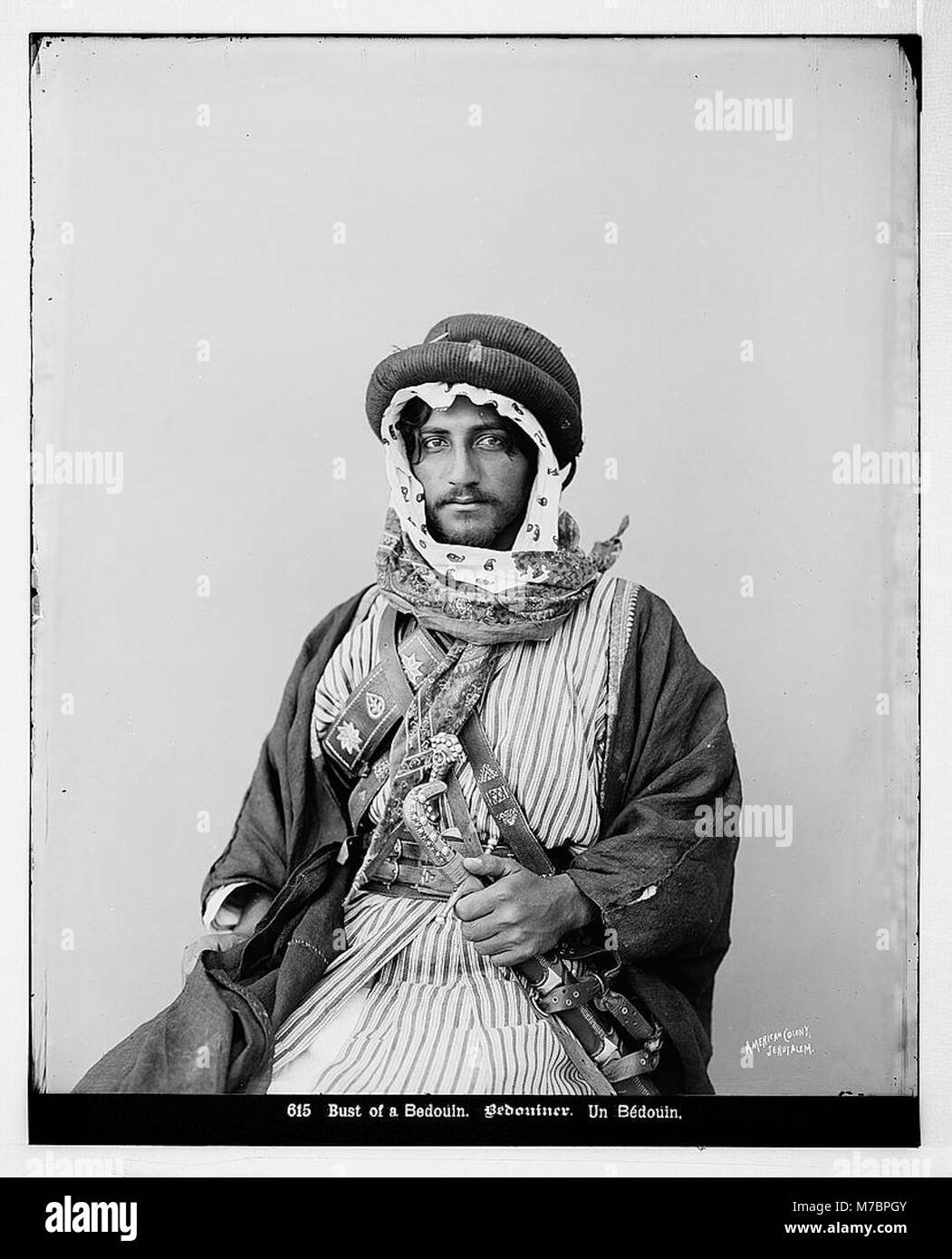 A bust of a Bedouin, showcasing the traditional attire and cultural ...