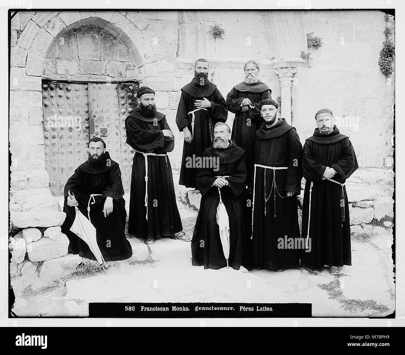 This image depicts Franciscan monks in traditional costumes, showcasing ...