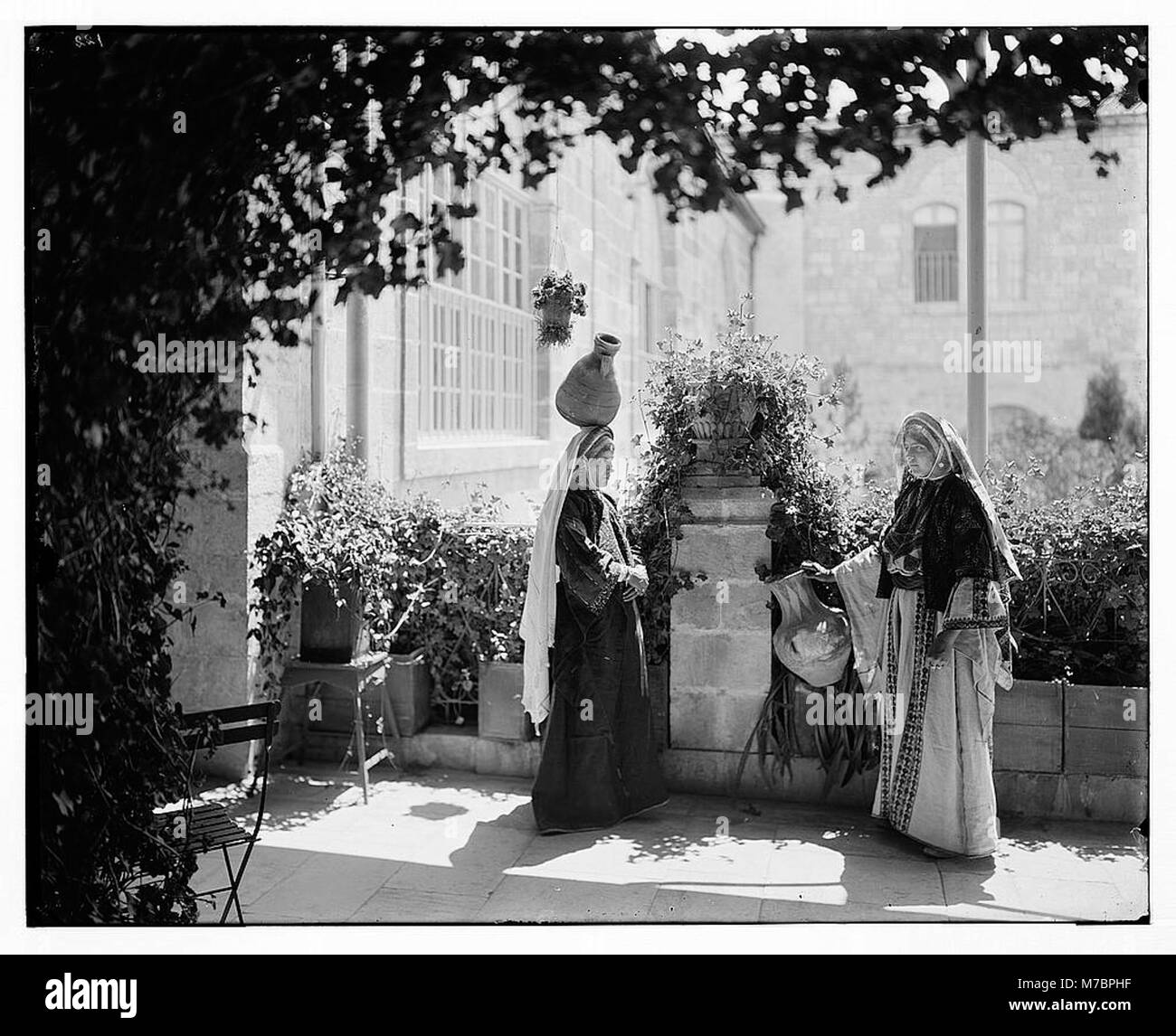A photograph showcasing the girls of Ramallah in traditional costumes ...