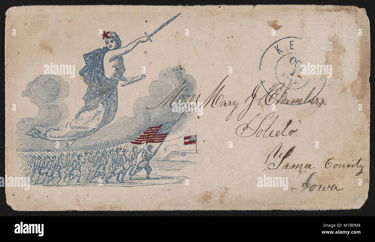 A Civil War-era envelope featuring an image of Columbia, personified as ...
