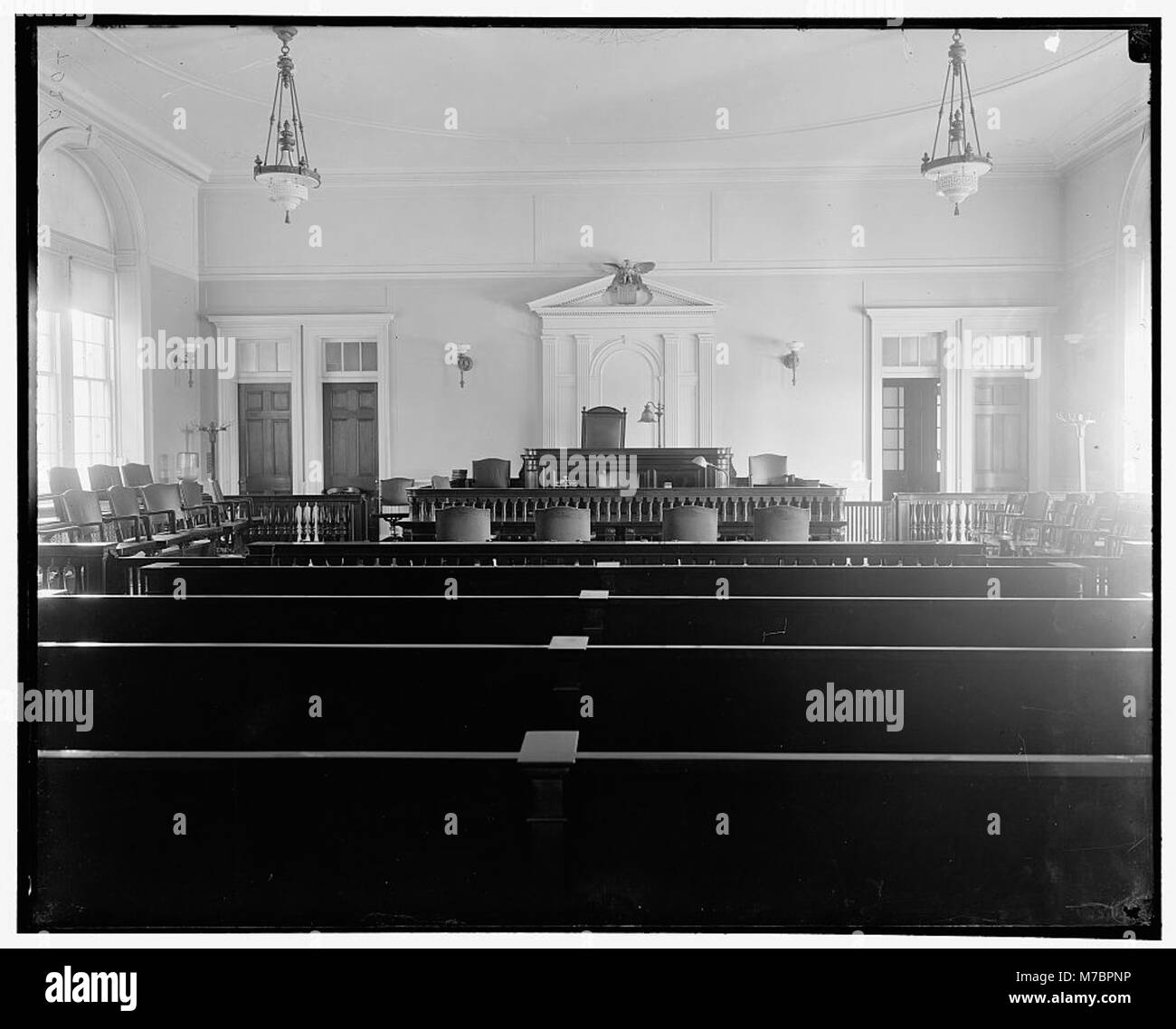 Interior view of a courthouse, illustrating the architectural and ...