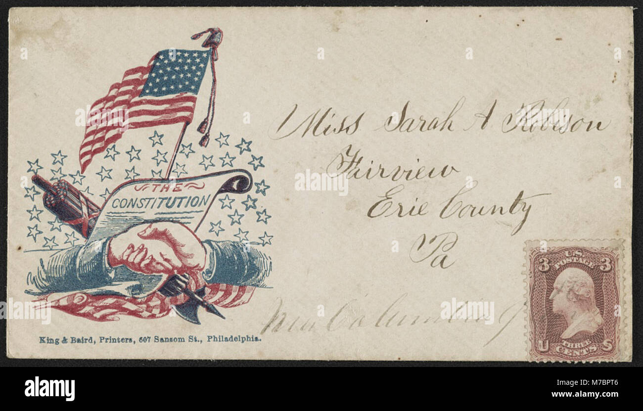 This Civil War-era envelope features a symbolic depiction of shaking ...