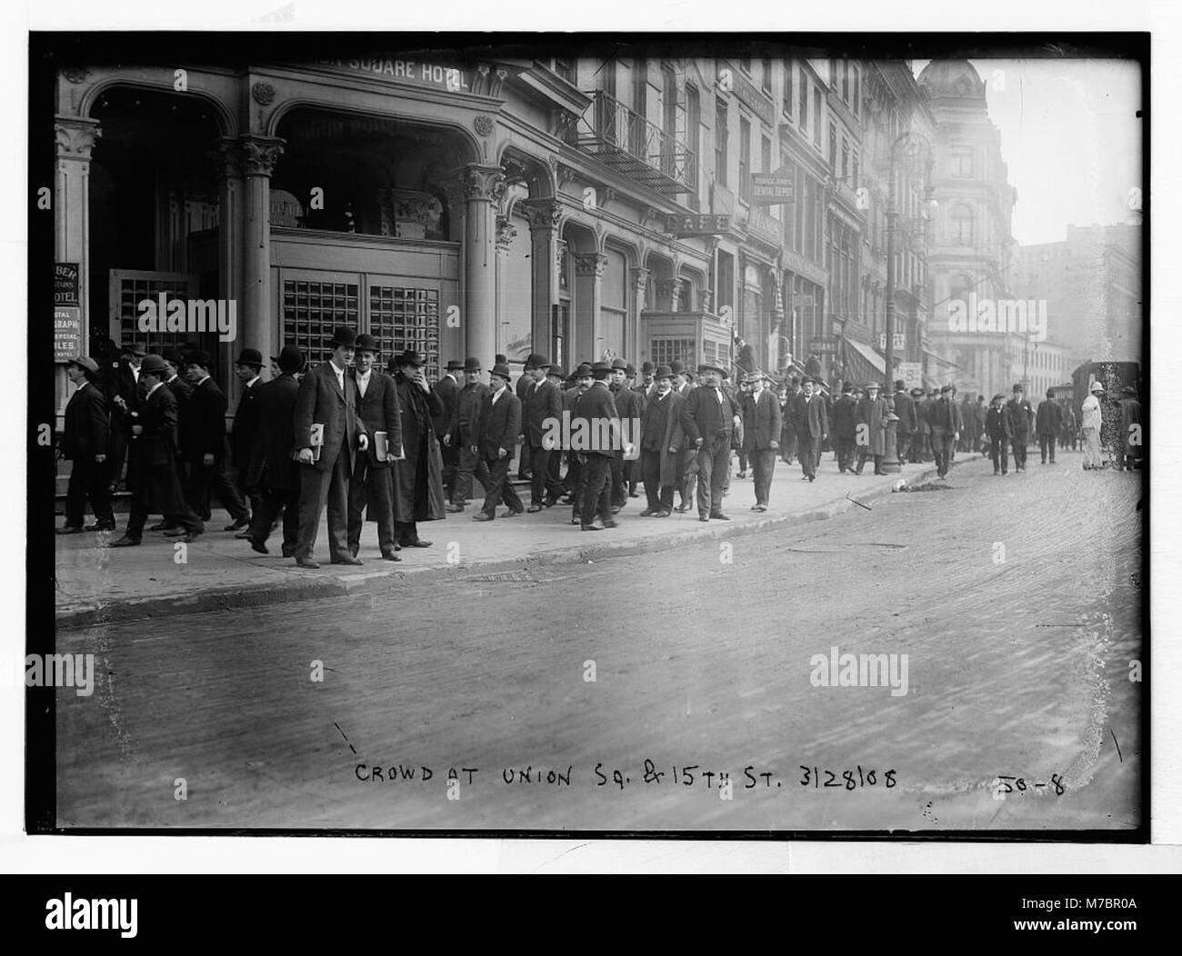 This photograph shows a large crowd gathered at Union Square and 15th ...