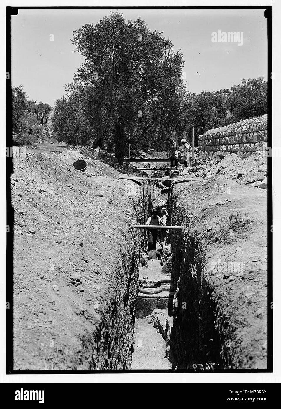 A 1937 photograph of the remains of a Crusader church near the Garden ...