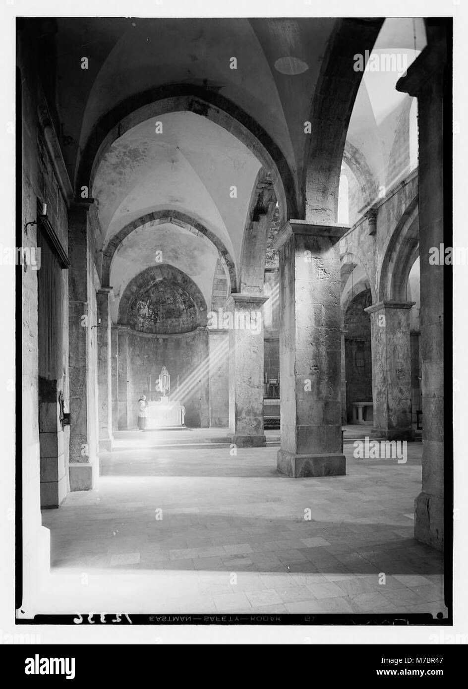 An interior view of the Crusader-era church at Abou Gosh (Kirjath ...