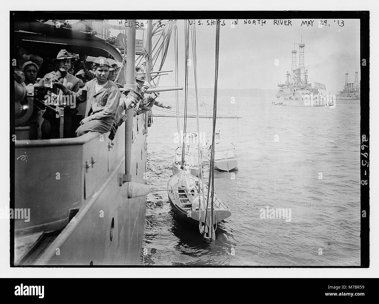 Cuban and U.S. ships are pictured in the North River, likely during a ...