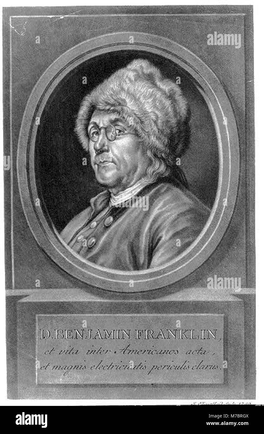A portrait and biography of Benjamin Franklin, emphasizing his work in ...