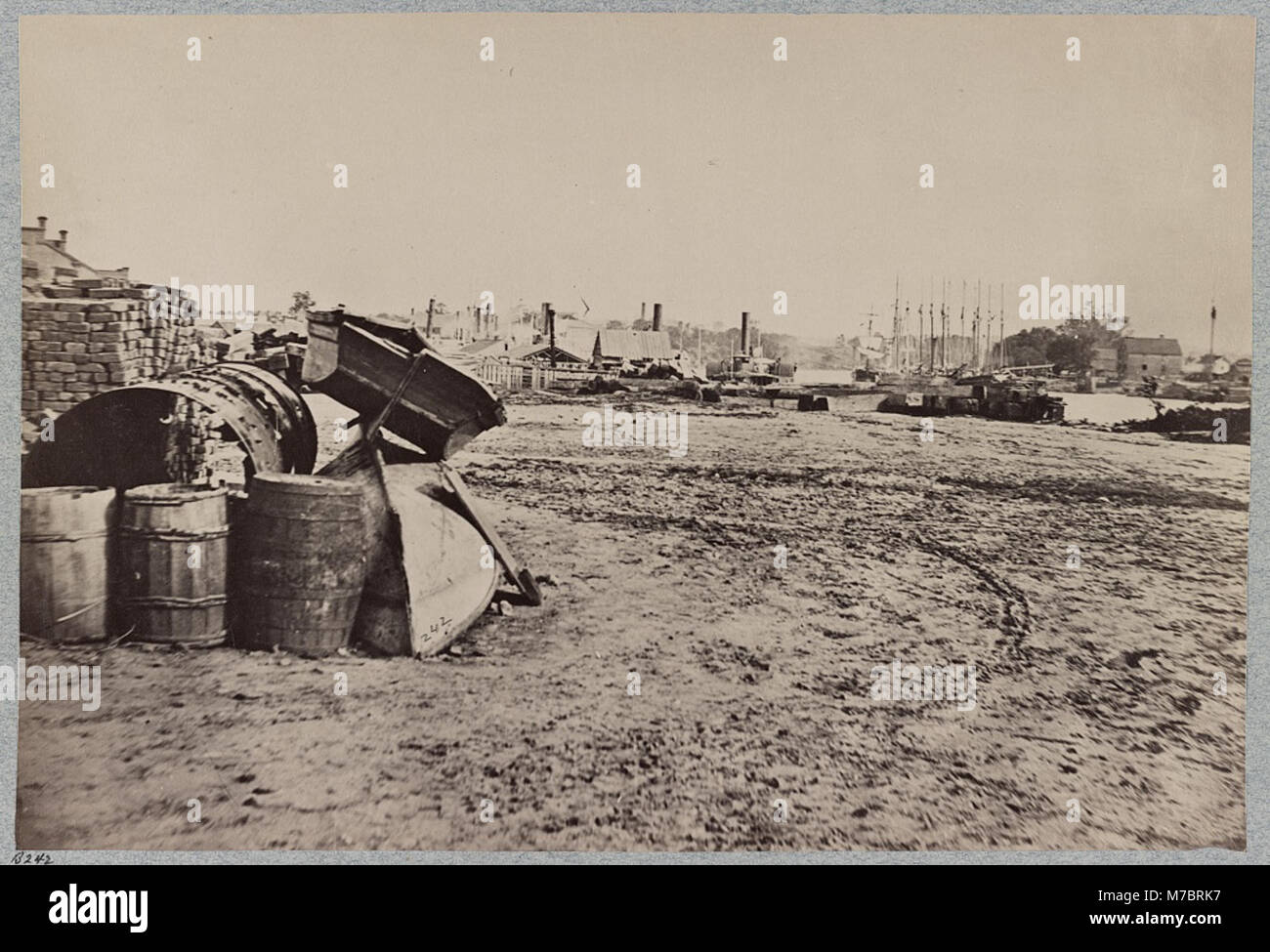 A photograph taken in April 1865, showing the docks at Rocketts in ...