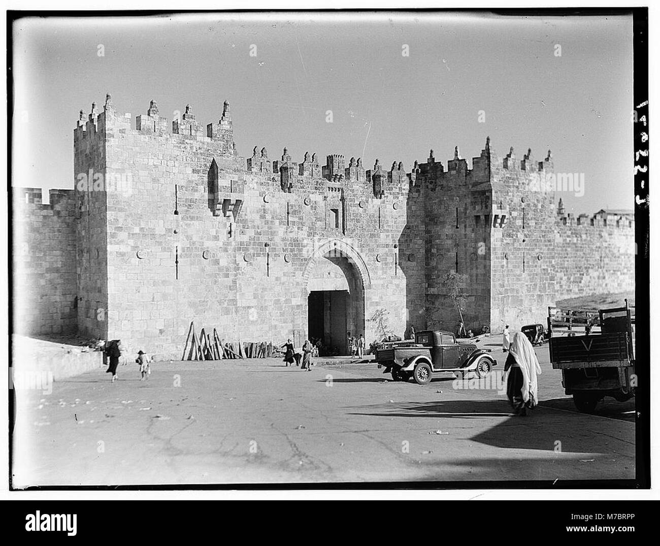 A close-up image of the Damascus Gate, one of the seven gates in ...