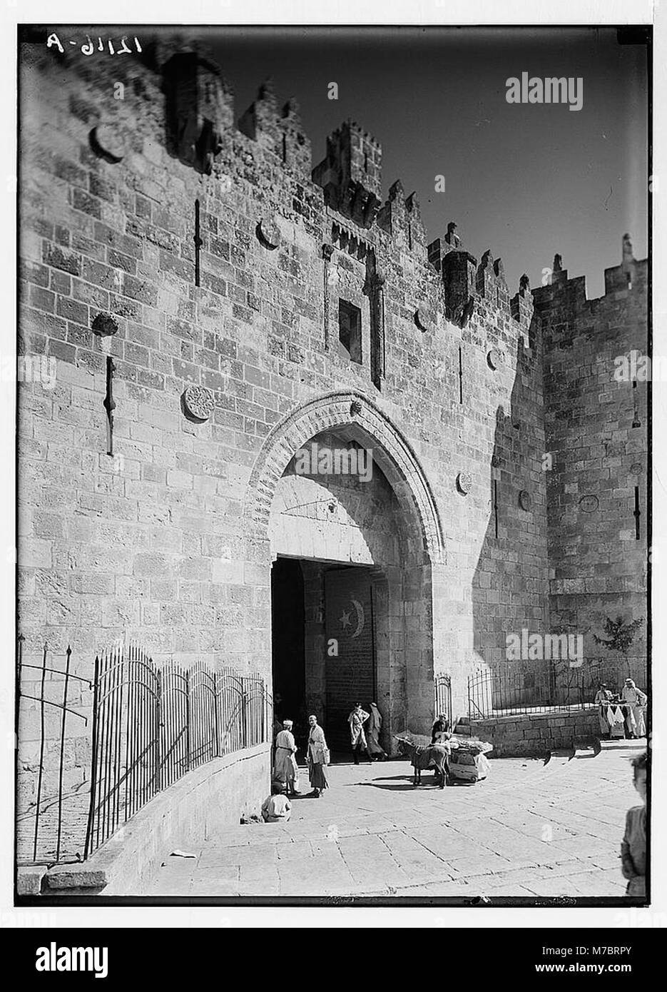 A close-up view of the Damascus Gate, one of Jerusalem's most famous ...