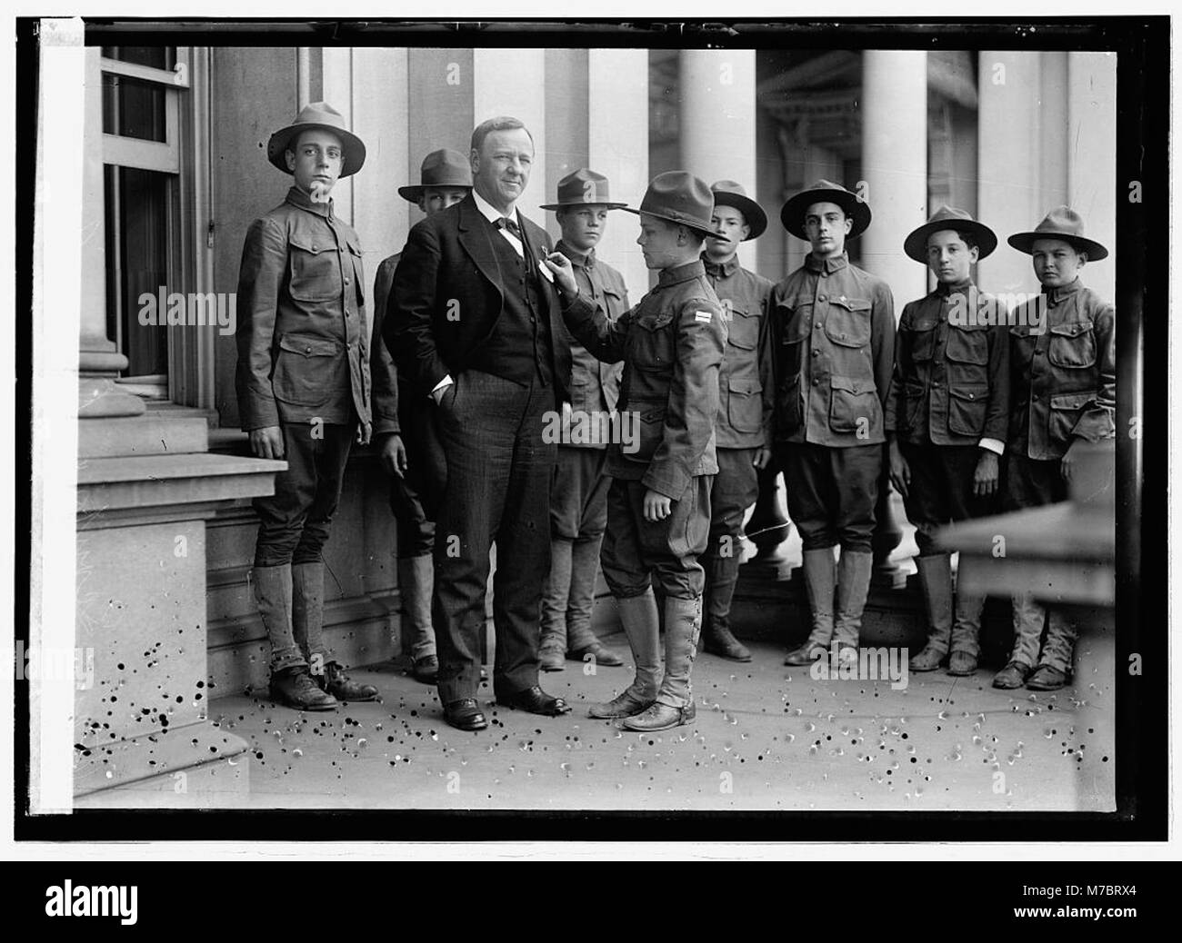 This photograph features the Daniels family with members of the Boy ...