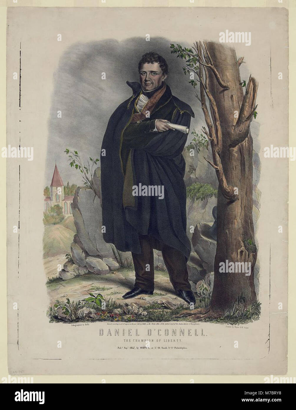 A portrait of Daniel O'Connell, an Irish political leader and champion ...