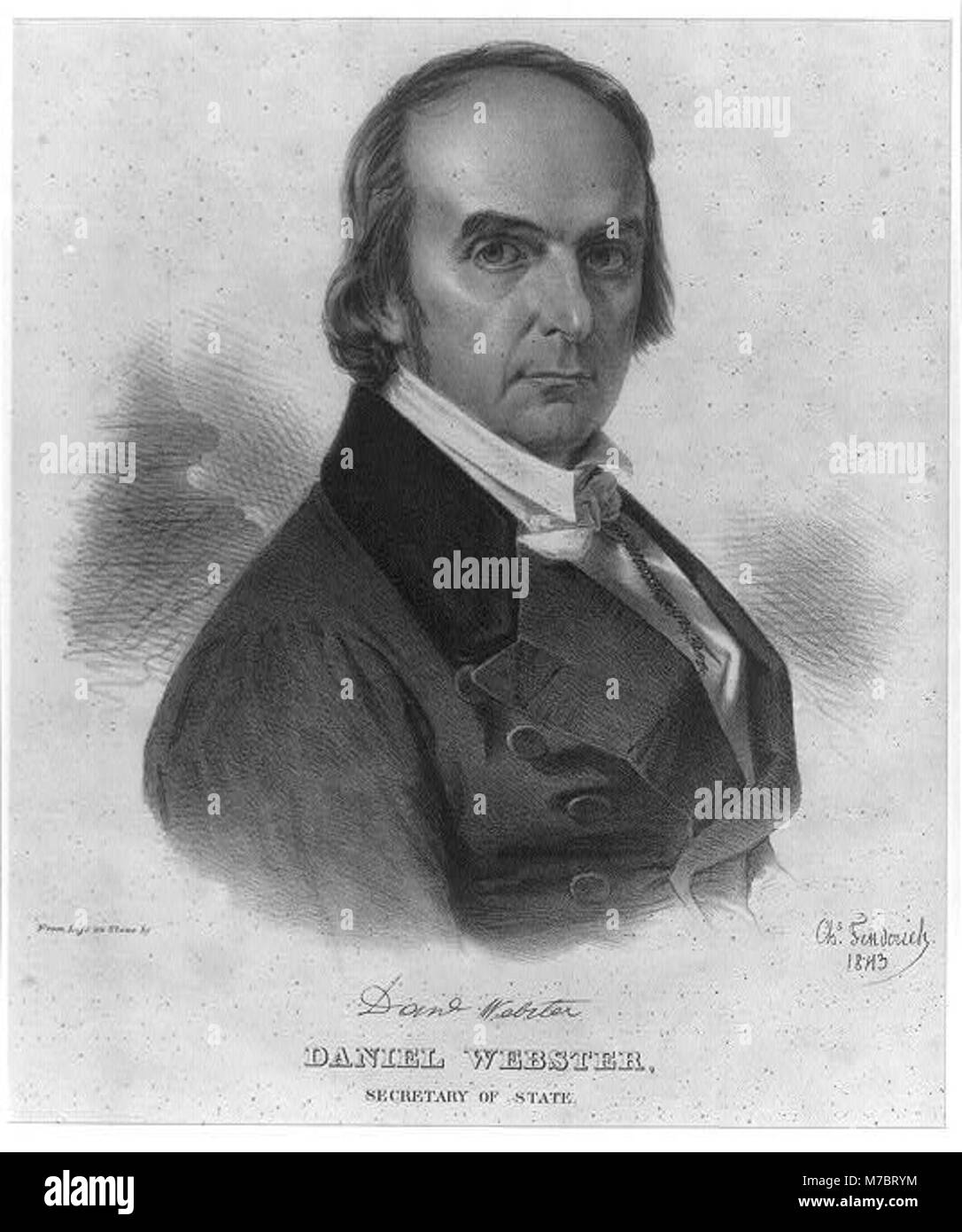 A portrait of Daniel Webster, a prominent American statesman and ...