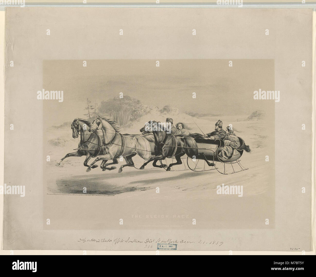 A depiction of a sleigh race, an event that showcases winter sports and ...