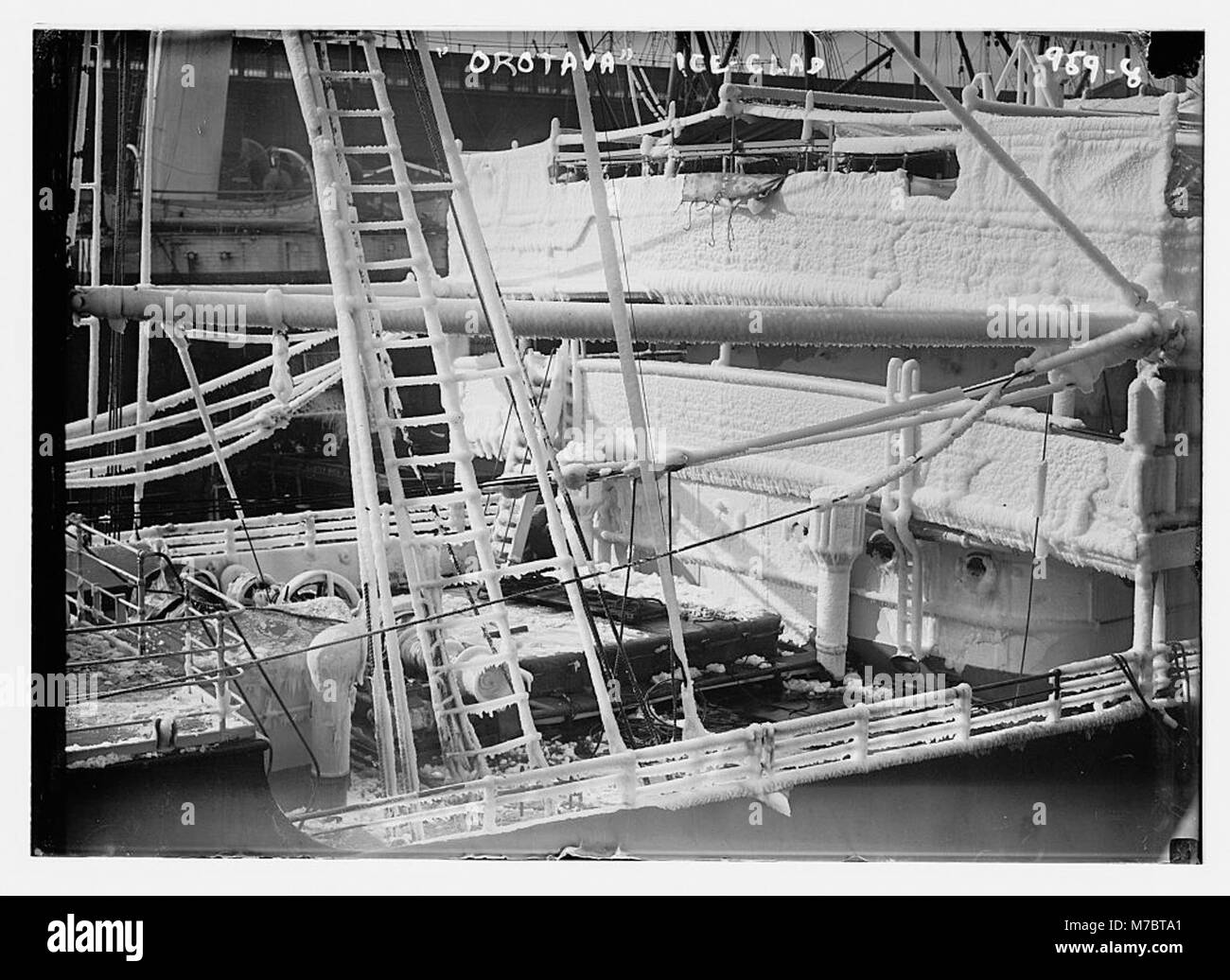 A photograph of the deck of the ship Orotava, covered with ice ...
