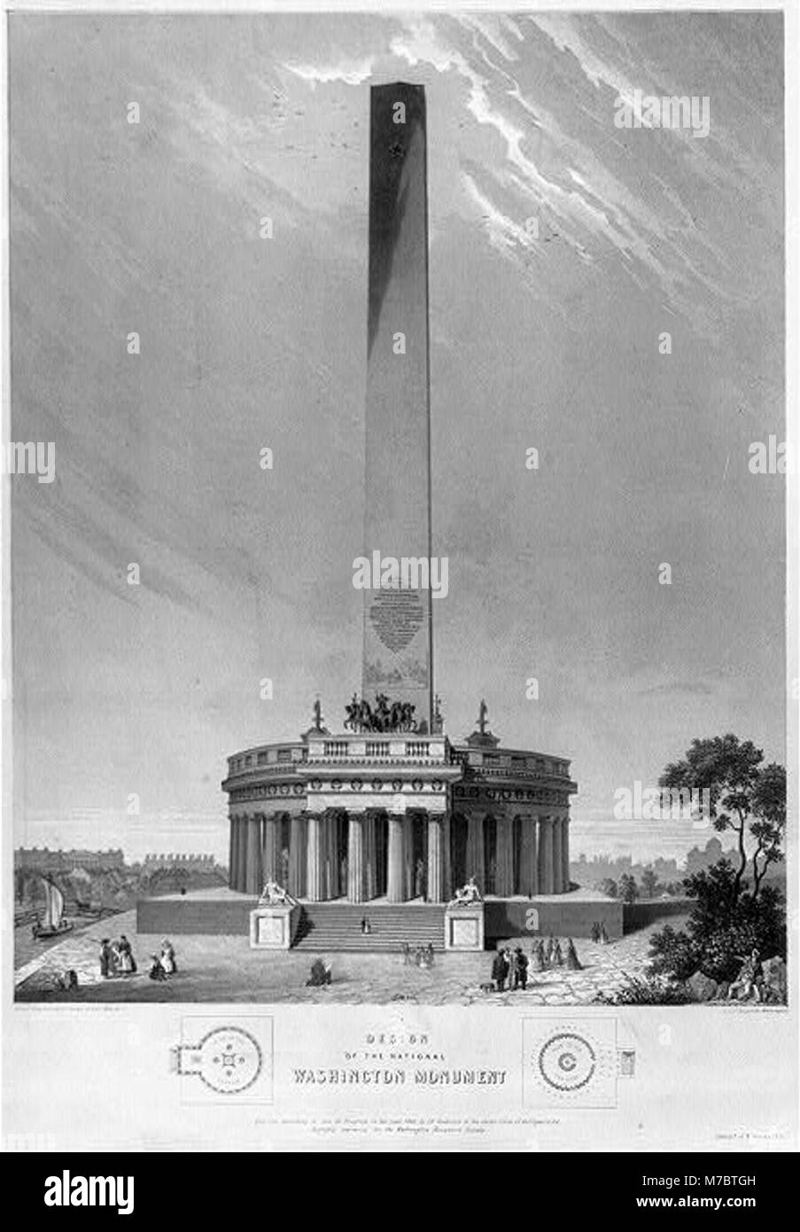 An architectural design sketch of the Washington Monument, illustrating ...