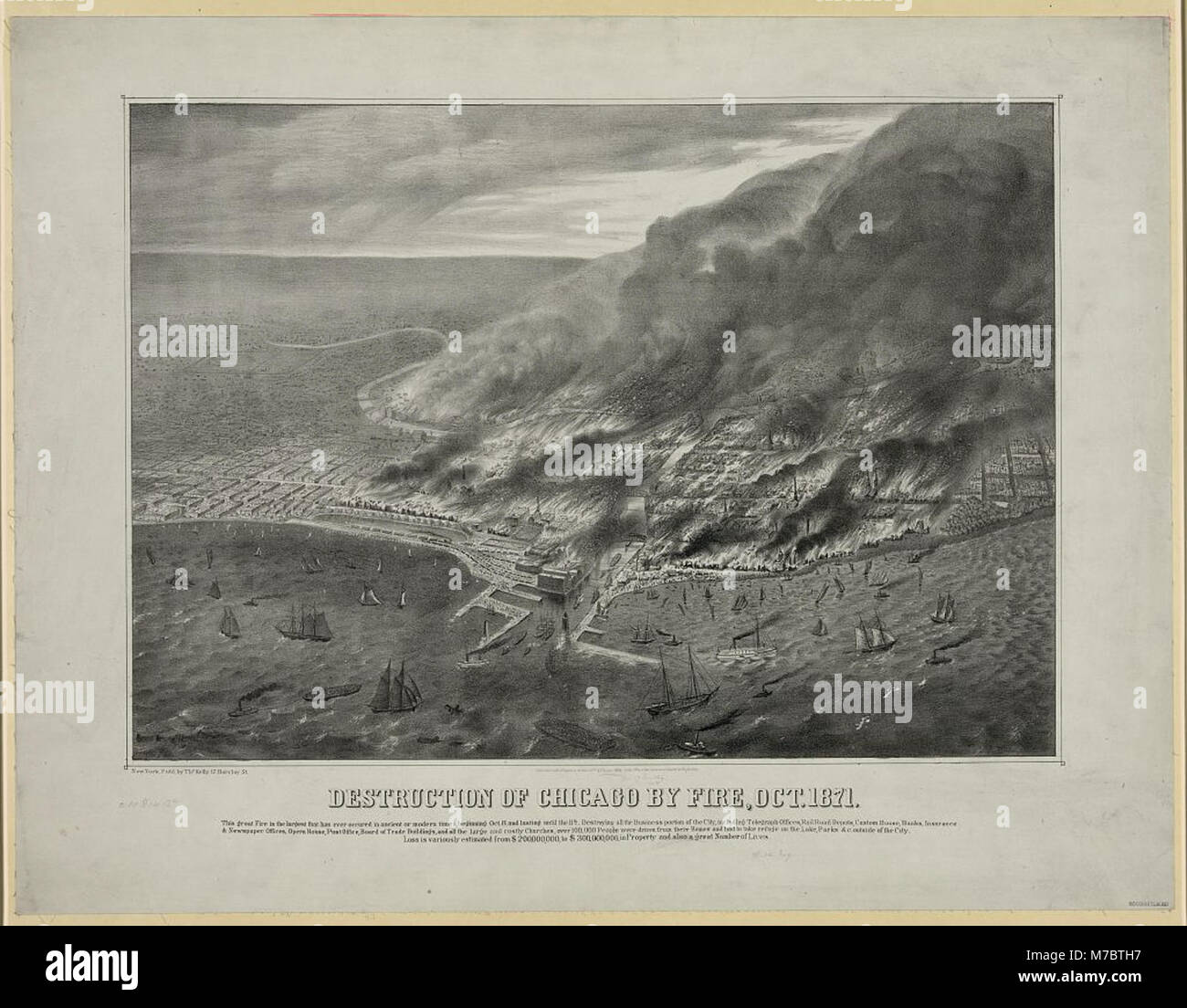 This historical image depicts the catastrophic destruction of Chicago ...