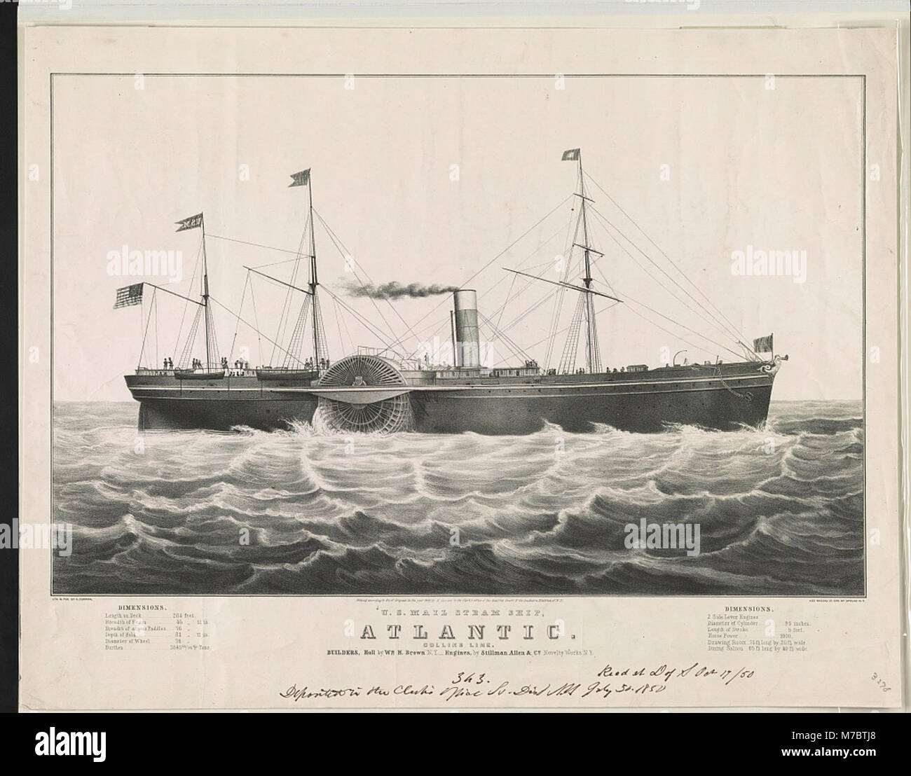 An image of the U.S. mail steamship 'Atlantic' from the Collins Line ...