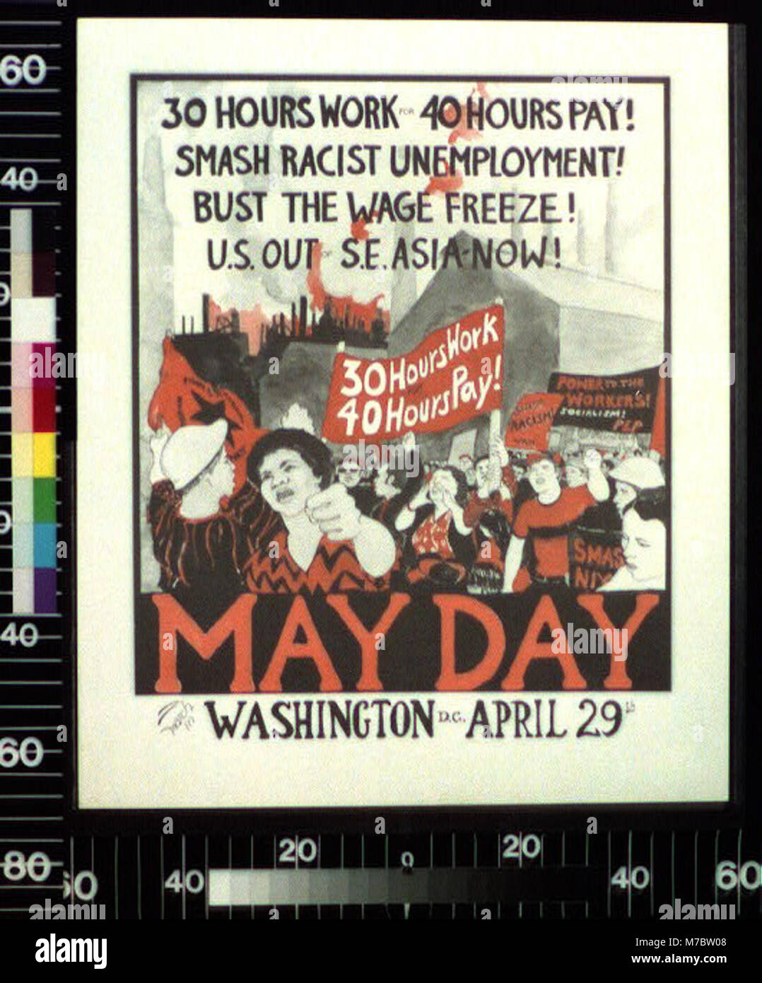 A political poster from May Day, 1970, calling for labor rights, the ...