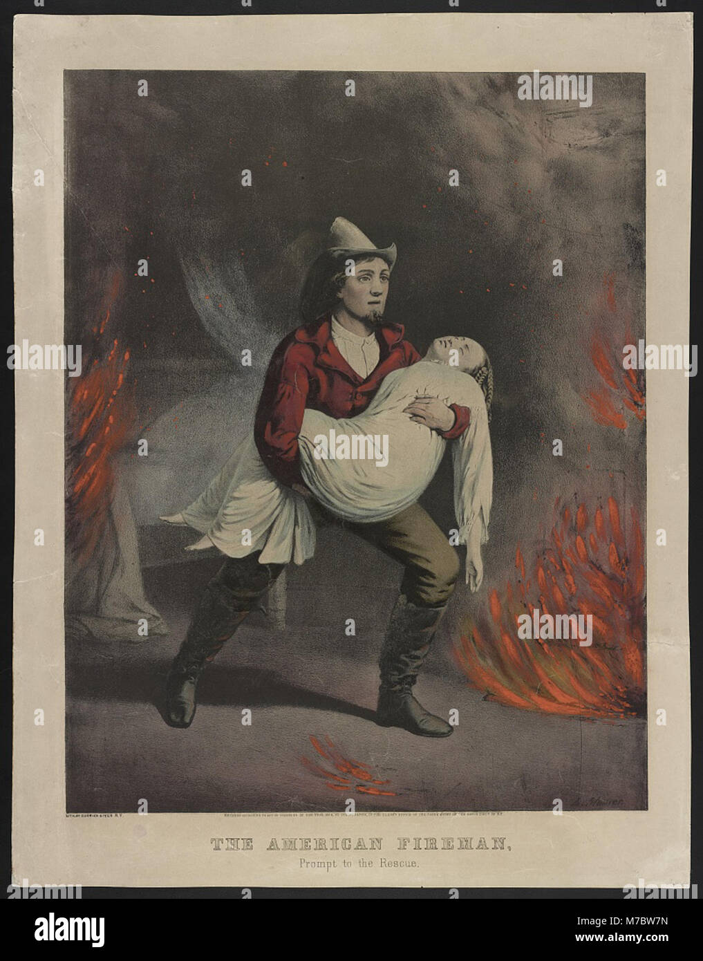 This image captures an American fireman responding to an emergency ...