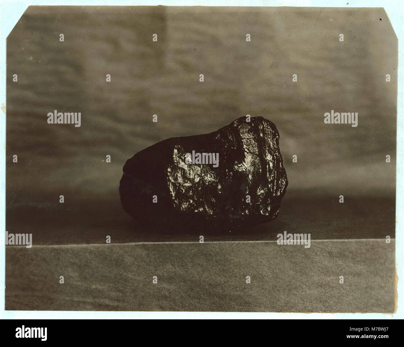 A lump of coal, typically used as a fuel source, is displayed in its ...
