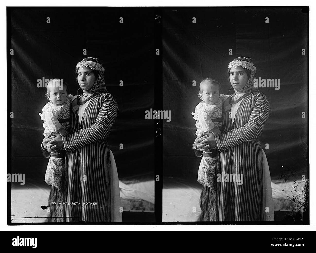 This image depicts a mother from Nazareth, showcasing the traditional ...