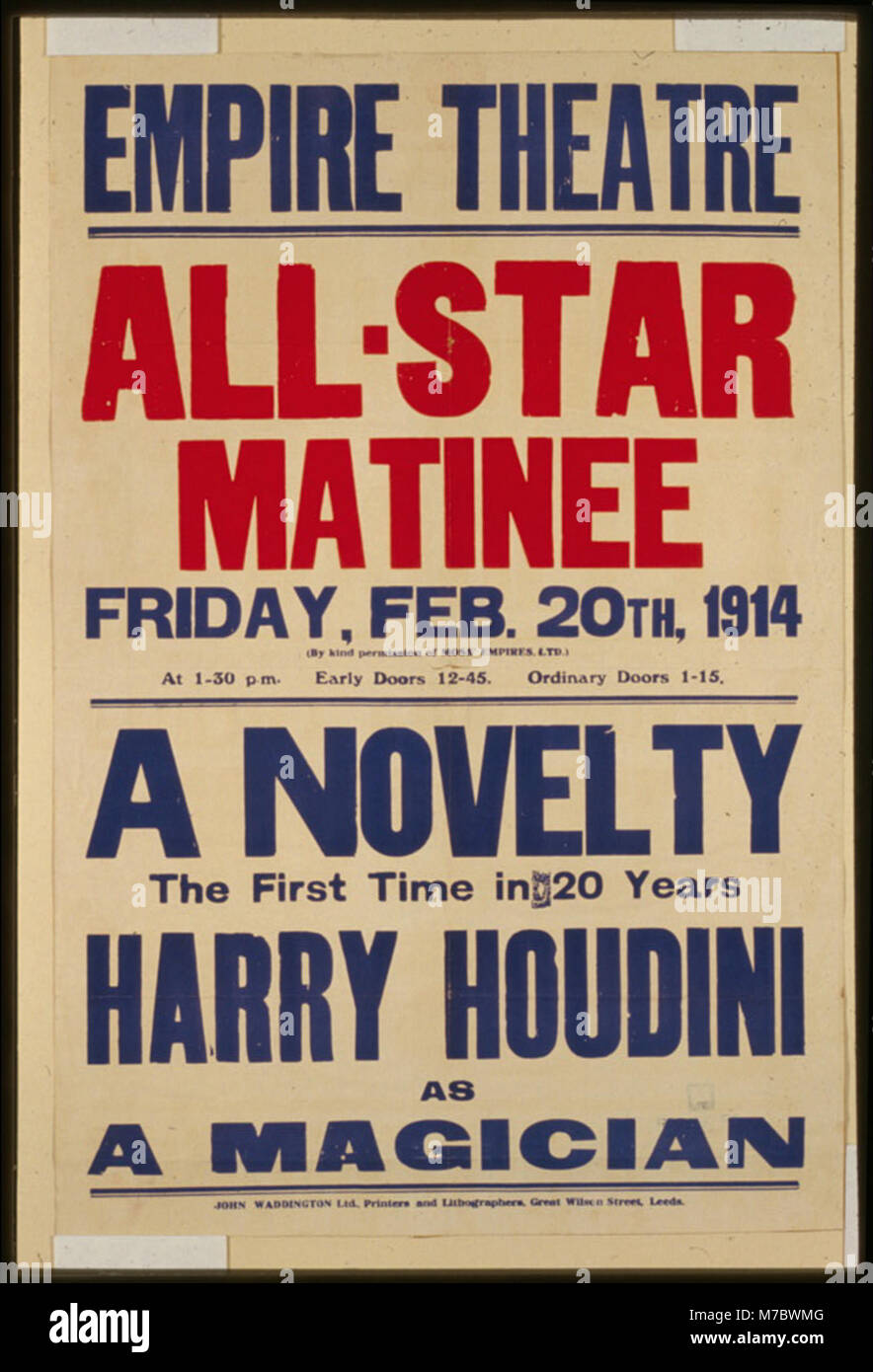 A historical image of Harry Houdini performing magic tricks, marking ...