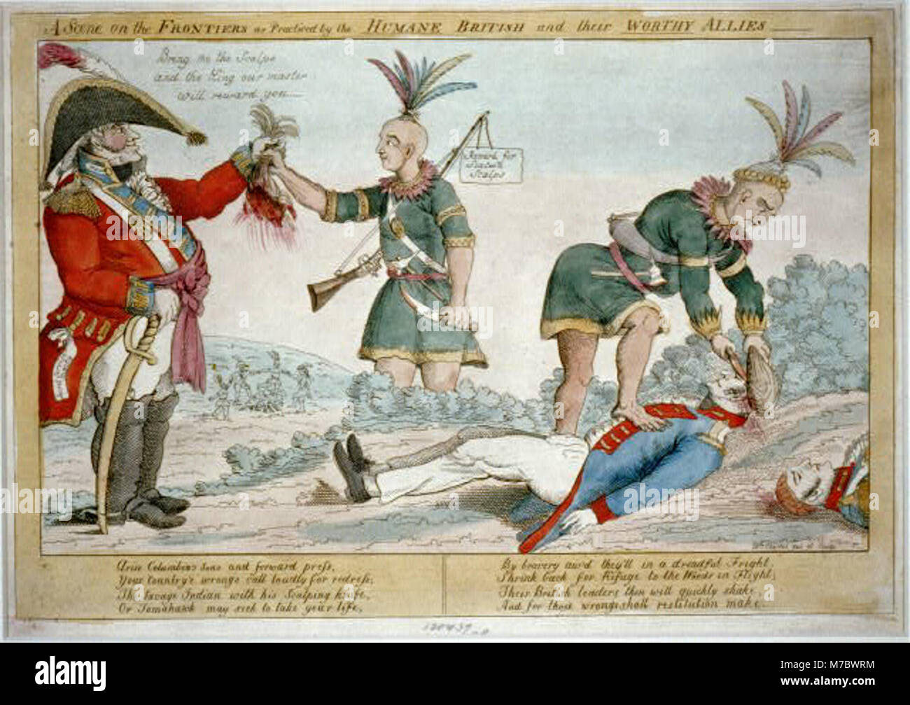 A historical scene depicting frontier life and interactions between the ...