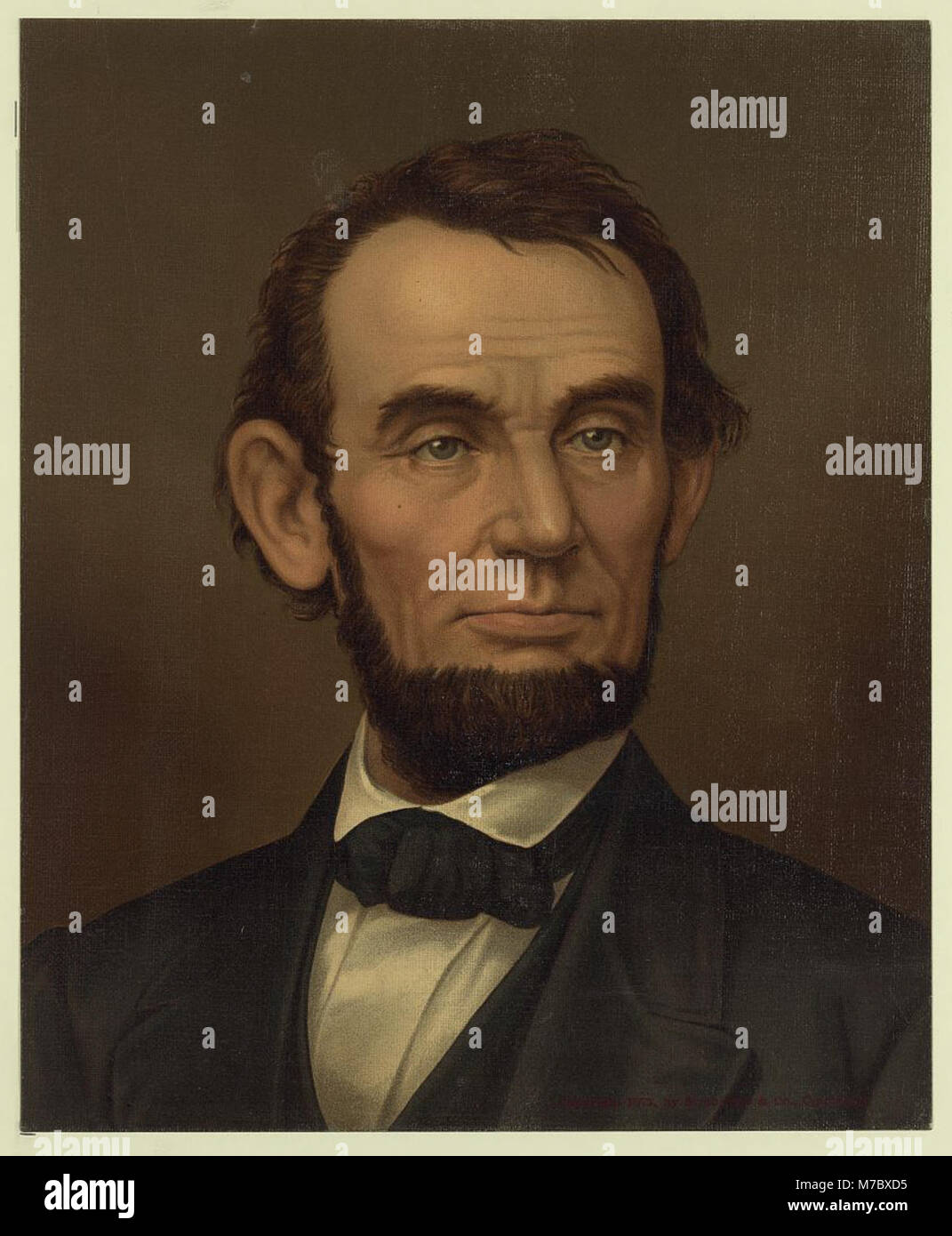 A formal portrait of President Abraham Lincoln, showcasing his ...