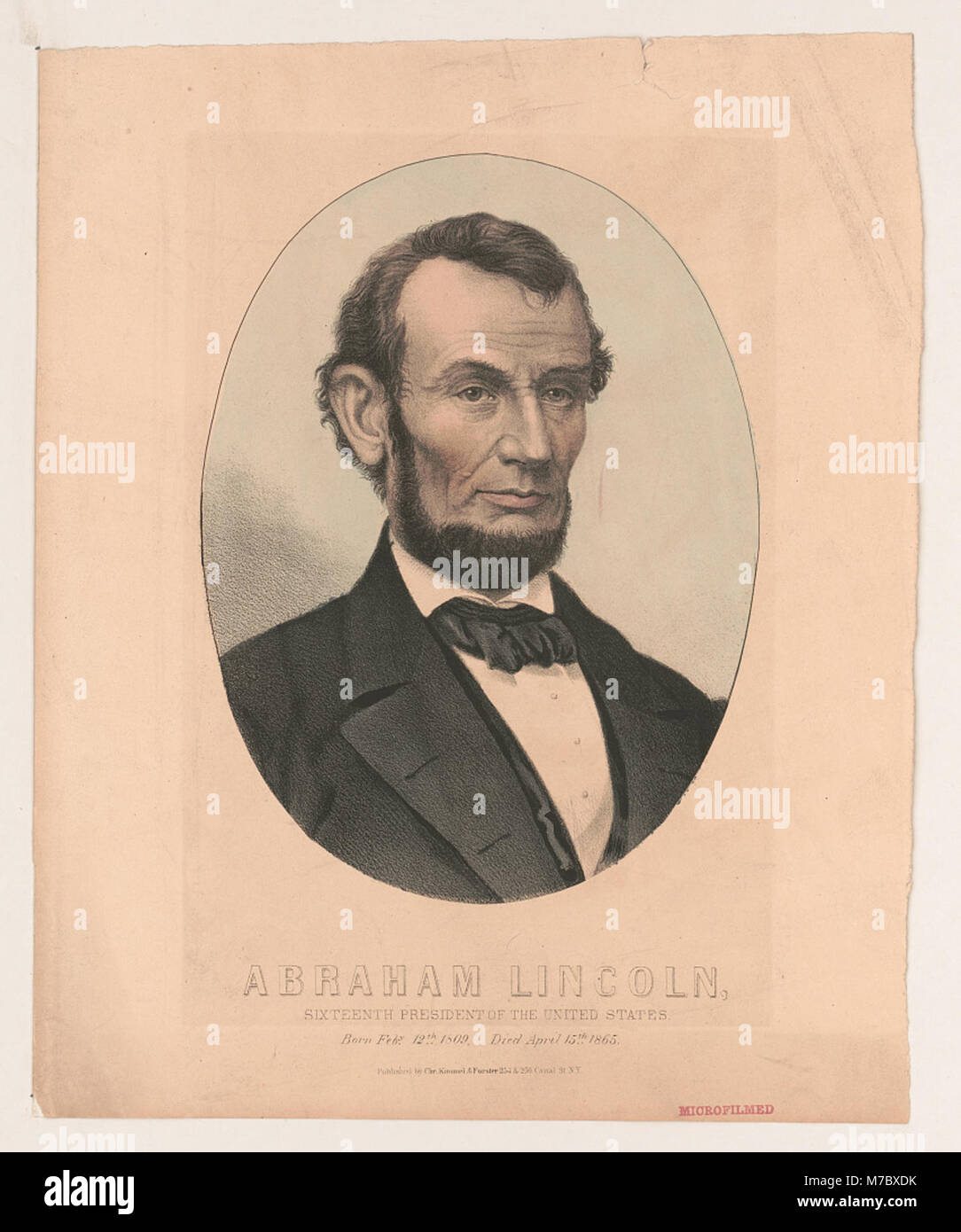 This image is a historical portrait of Abraham Lincoln, the 16th ...