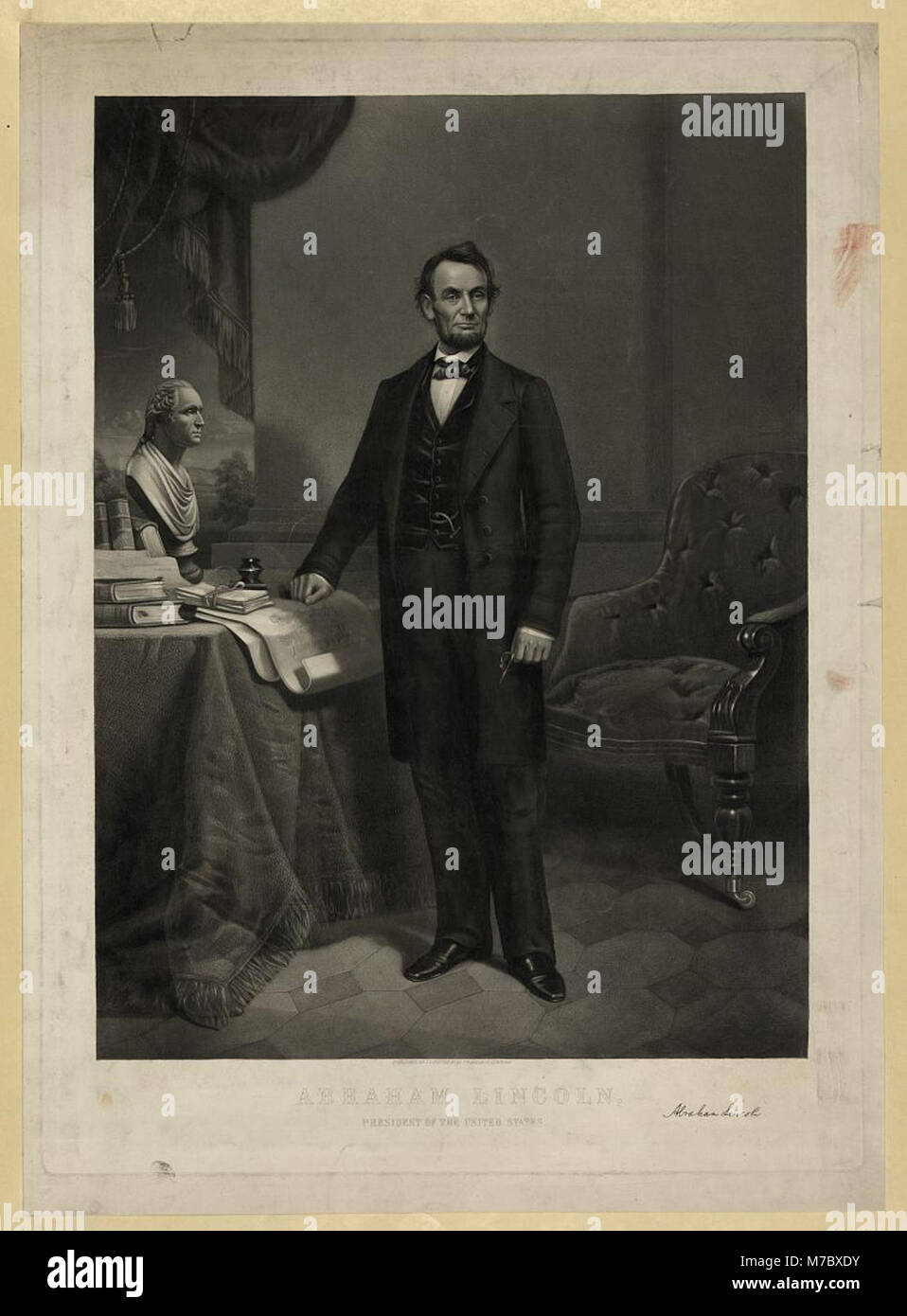 A portrait of Abraham Lincoln, the 16th President of the United States ...