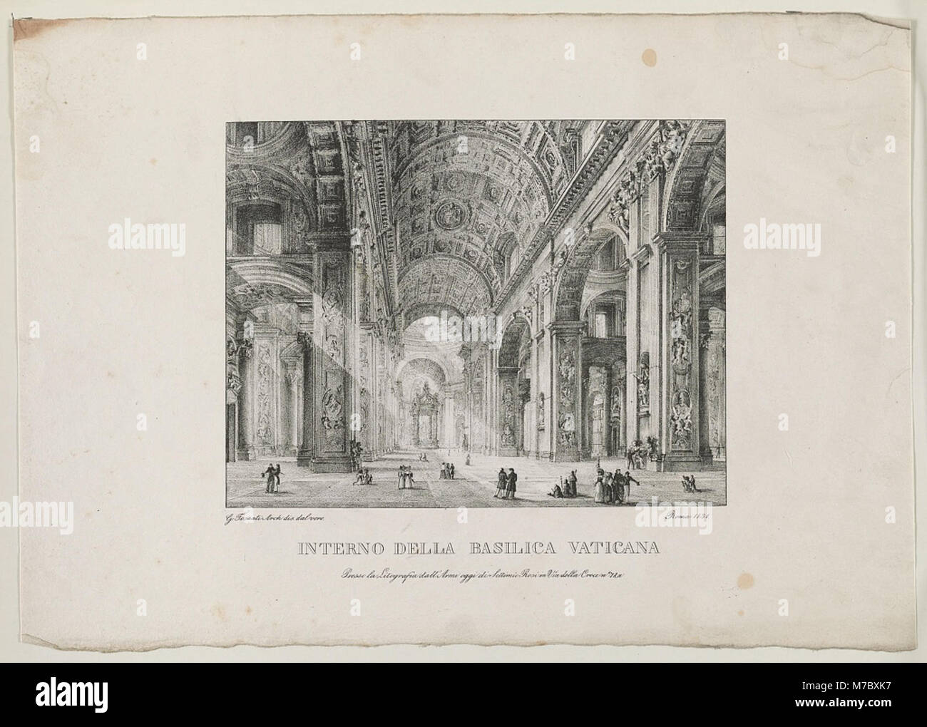This photograph shows the interior of St. Peter's Basilica in Vatican ...