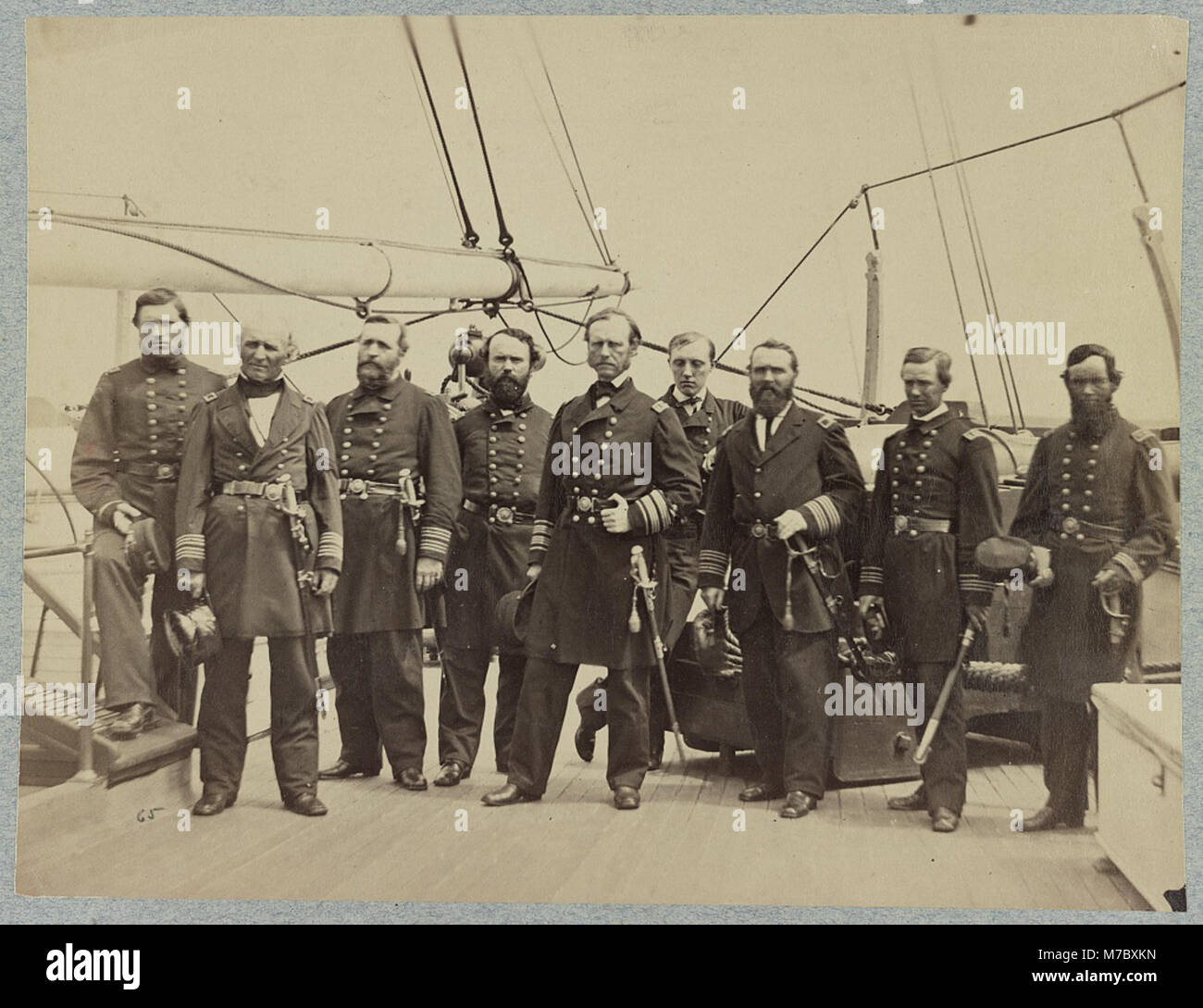 Photograph of Admiral Dahlgren and his staff aboard the U.S.S. Pawnee ...