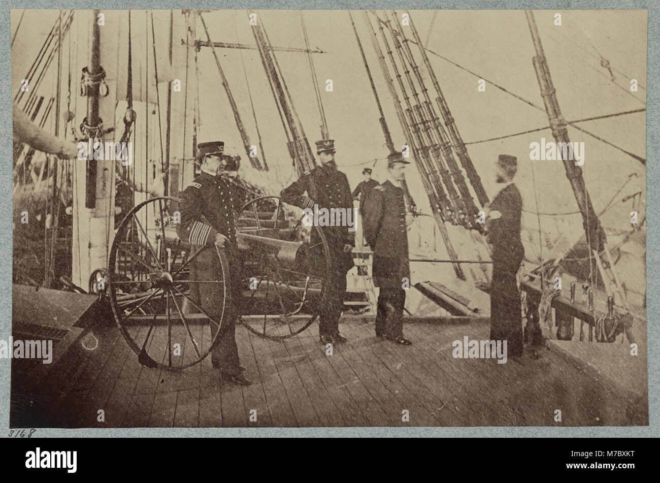 A historical image depicting Admiral Farragut and Captain Drayton ...