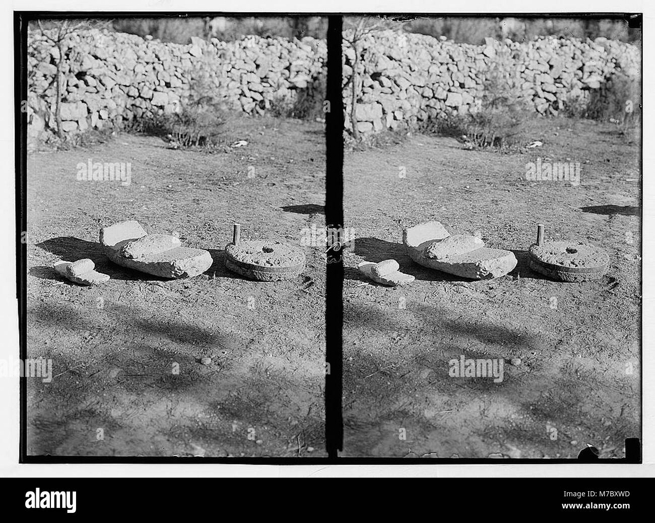 A depiction of traditional wheat grinding methods, showcasing three ...